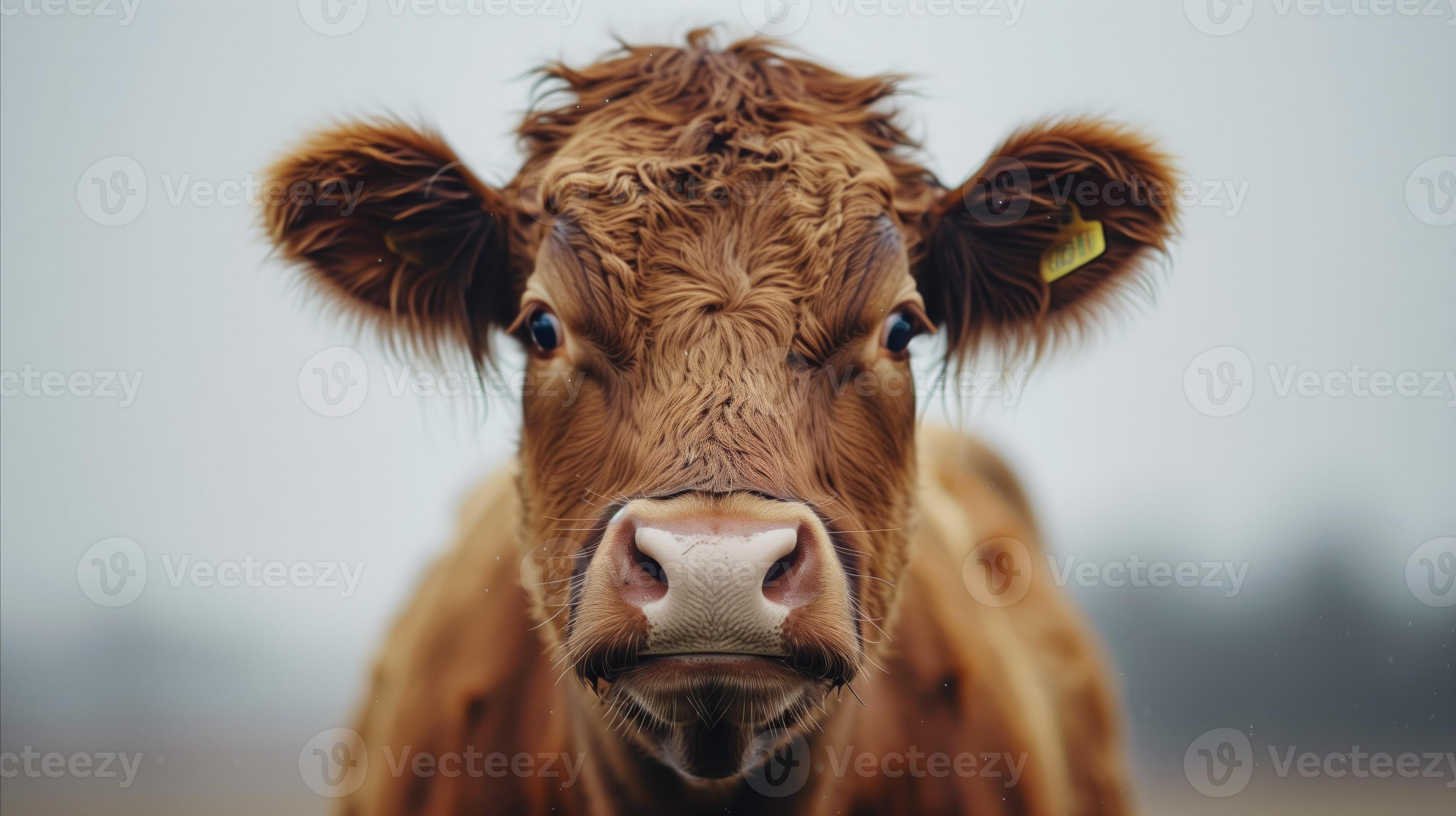 Curious Brown Cow Up Close on a Foggy Day 43179601 Stock Photo at Vecteezy