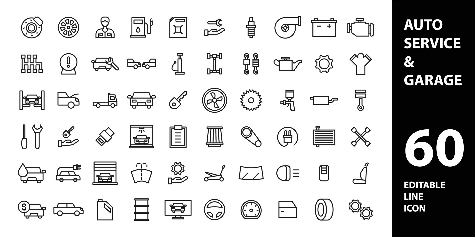 Car service icon set with editable stroke and white background. Auto ... Car service icon set with editable stroke and white background. Auto ...