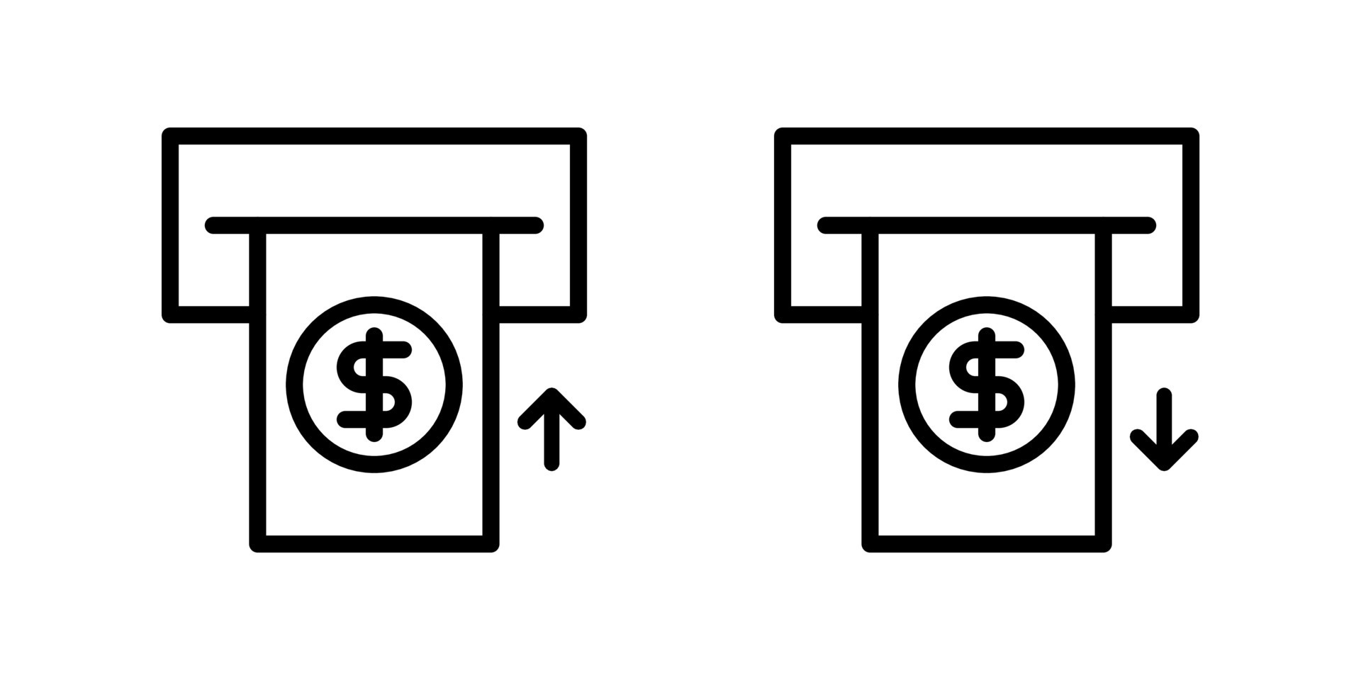 Deposit money and withdraw money icons in line style design isolated on ...