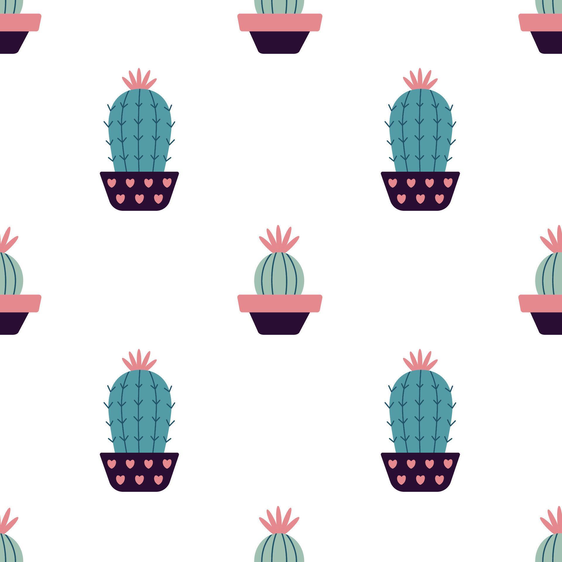 Cute cacti in boho style. Cactus seamless pattern. Trendy boho texture. Cacti fabric print ...