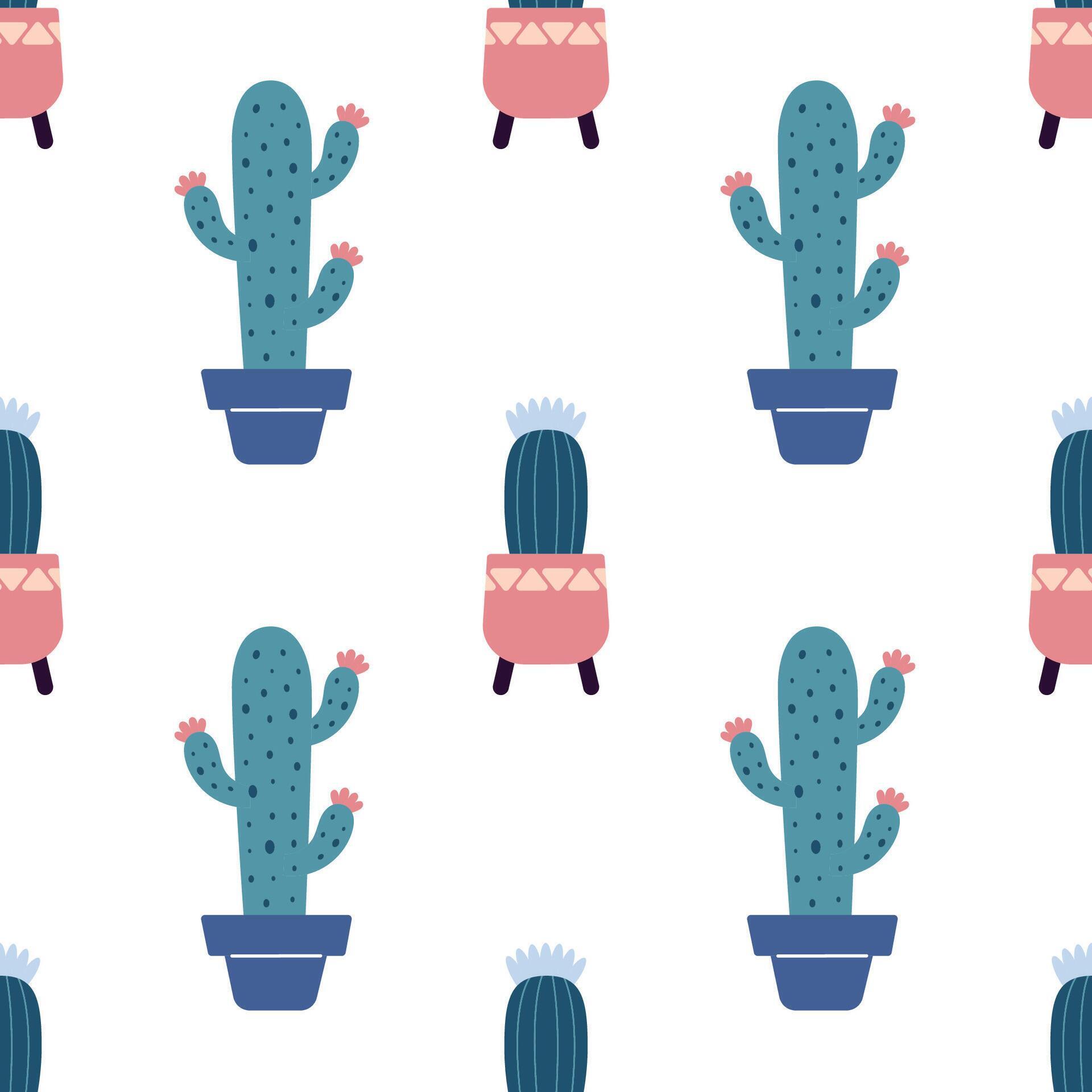 Cute cacti in boho style. Cactus seamless pattern. Trendy boho pattern. Cacti fabric print ...