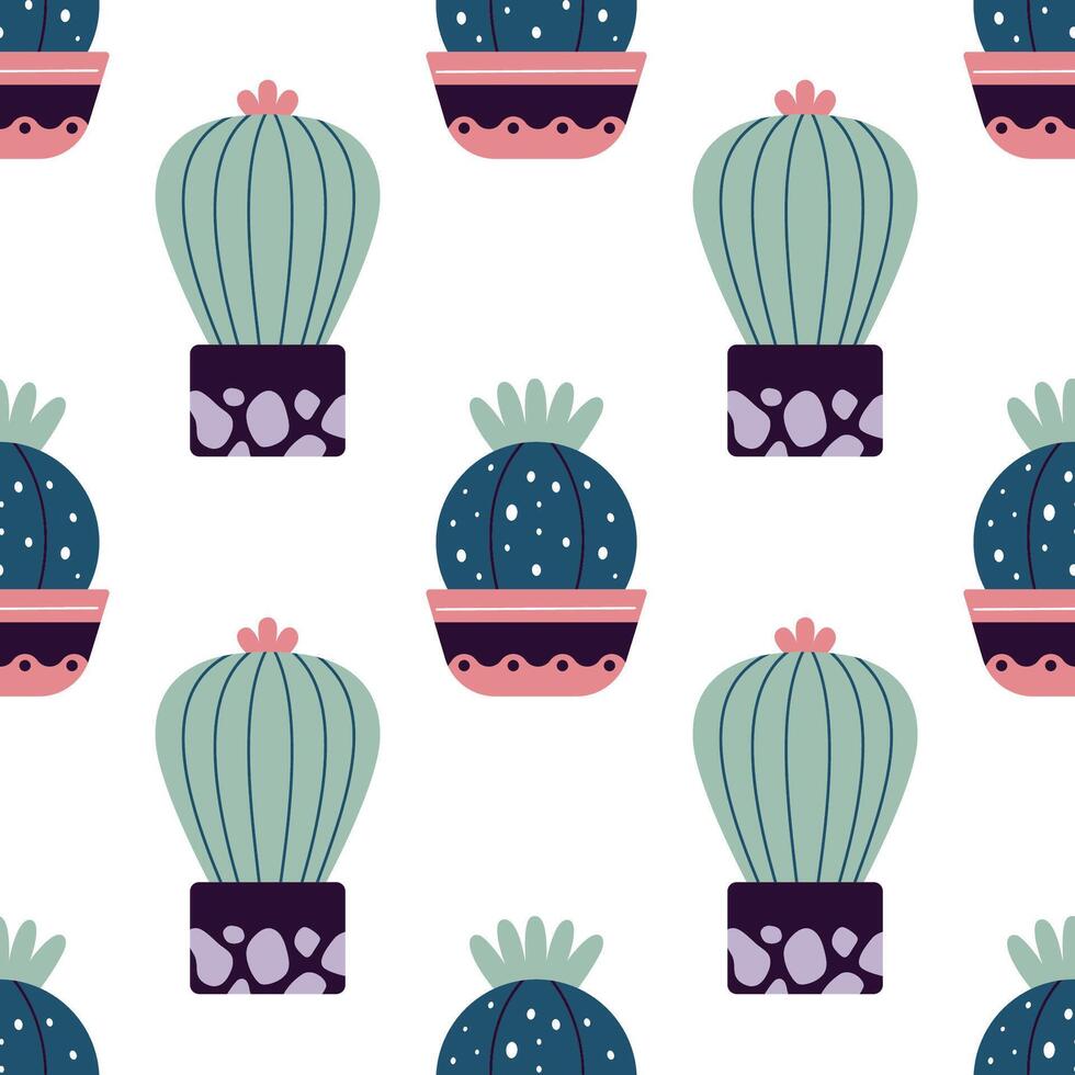 Cute cacti in boho style. Cactus seamless pattern. Trendy boho texture. Cacti fabric print ...