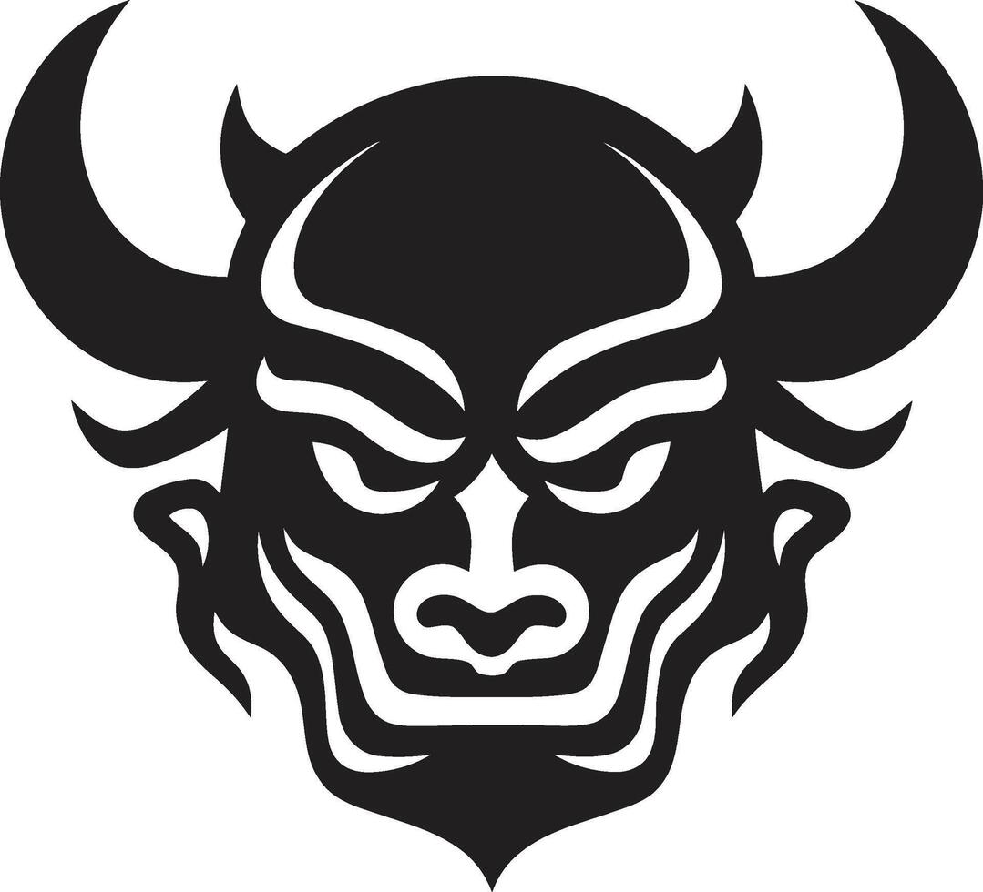 Black Oni Face Emblem Stylish Icon Oni Head Modern Black Illustration 43186232 Vector Art At