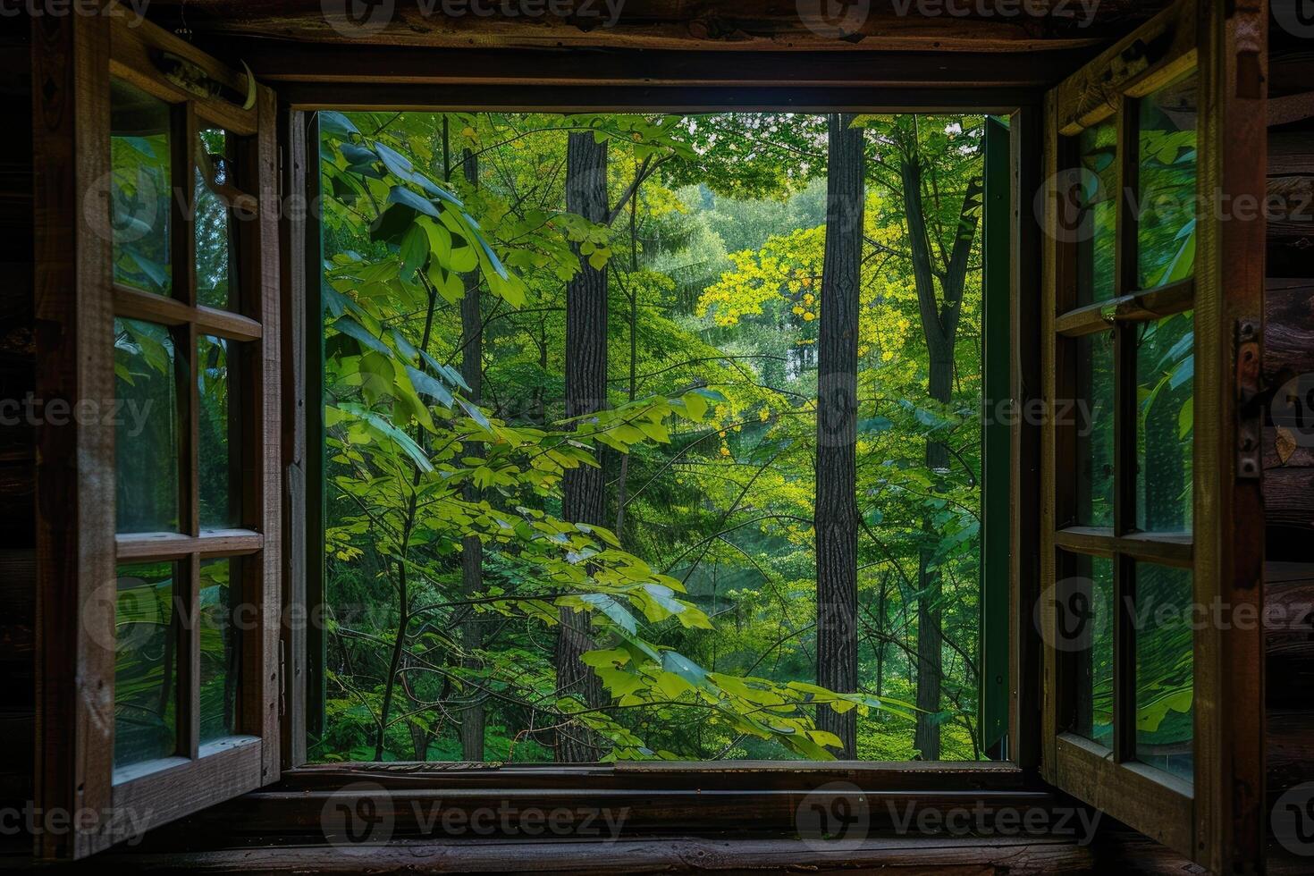 Trees seen through window 43191617 Stock Photo at Vecteezy