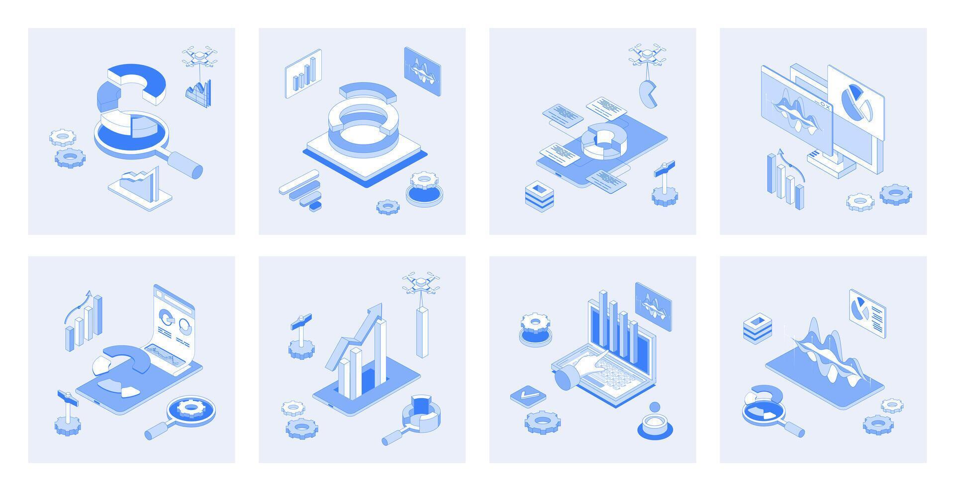 Data analysis 3d isometric concept set with isometric icons design for ...