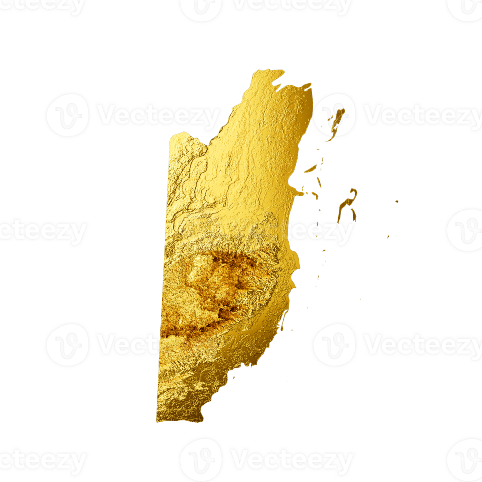 Belize Map Golden Metal Color Height Map 3d Illustration 43192817 Png