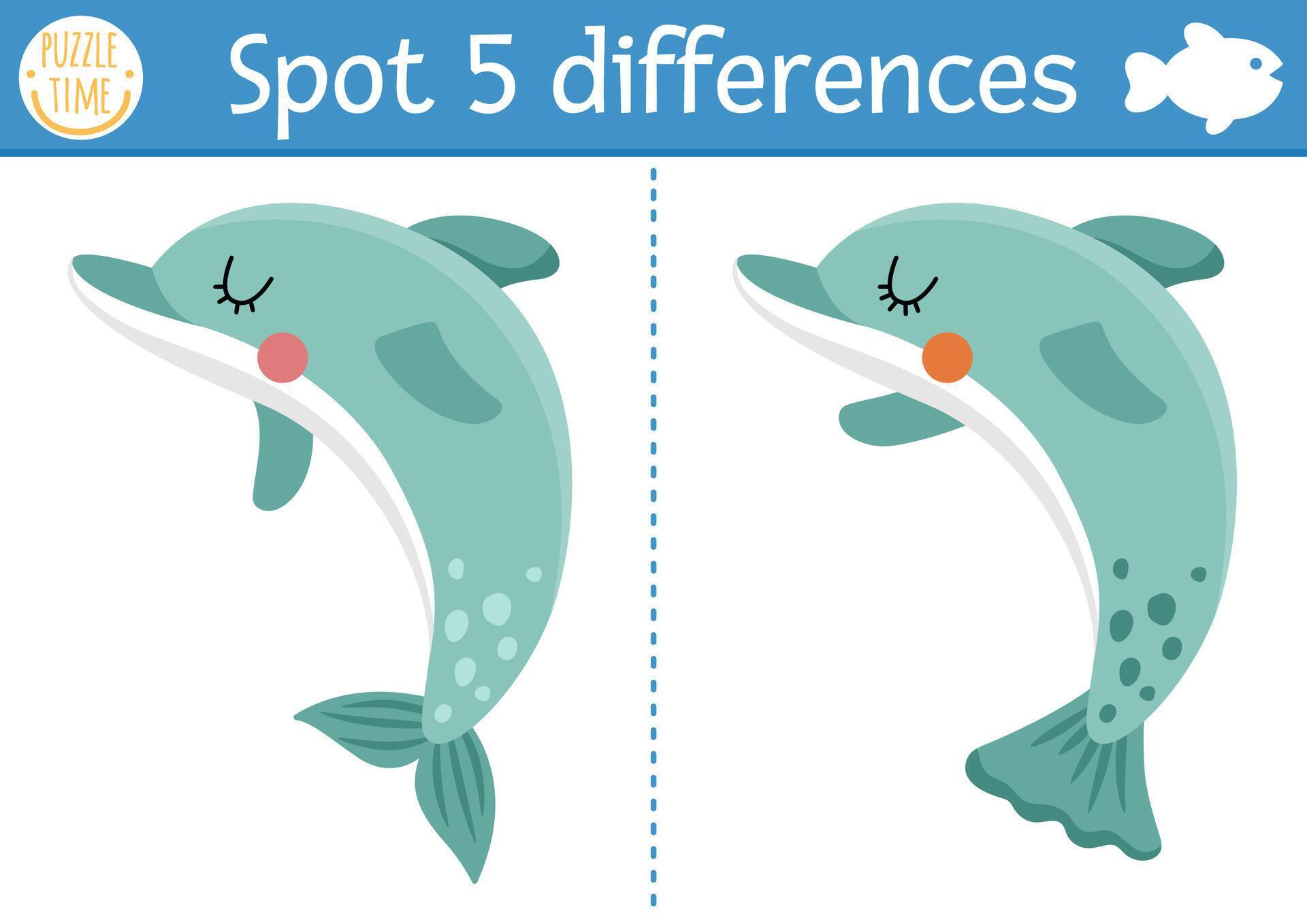 Find differences game for children. Under the sea educational activity ...