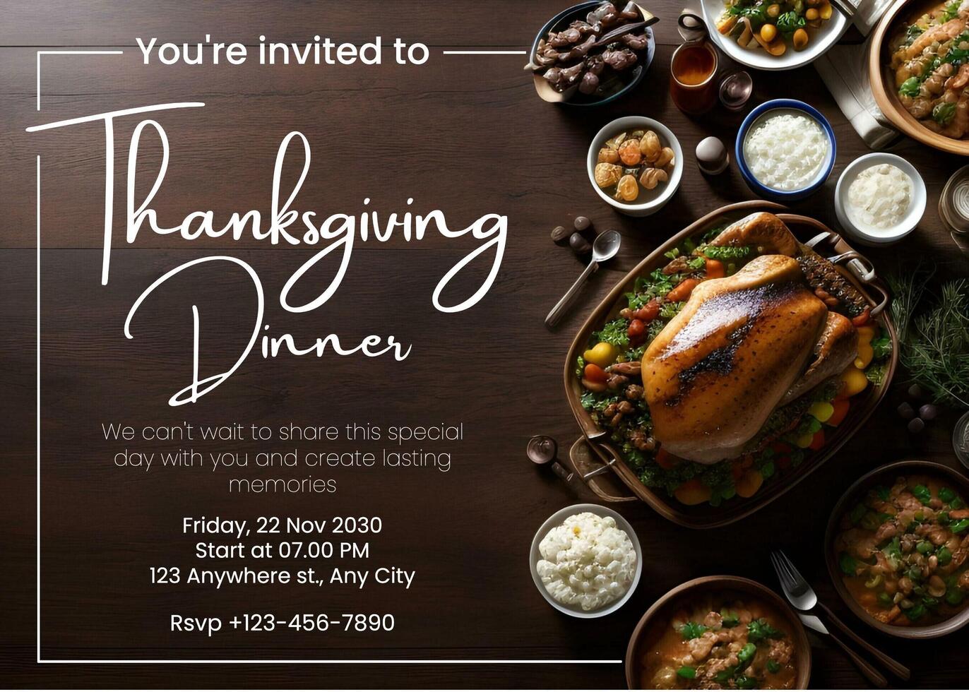 Thanksgiving Invitation Greeting Card 43200504 Template