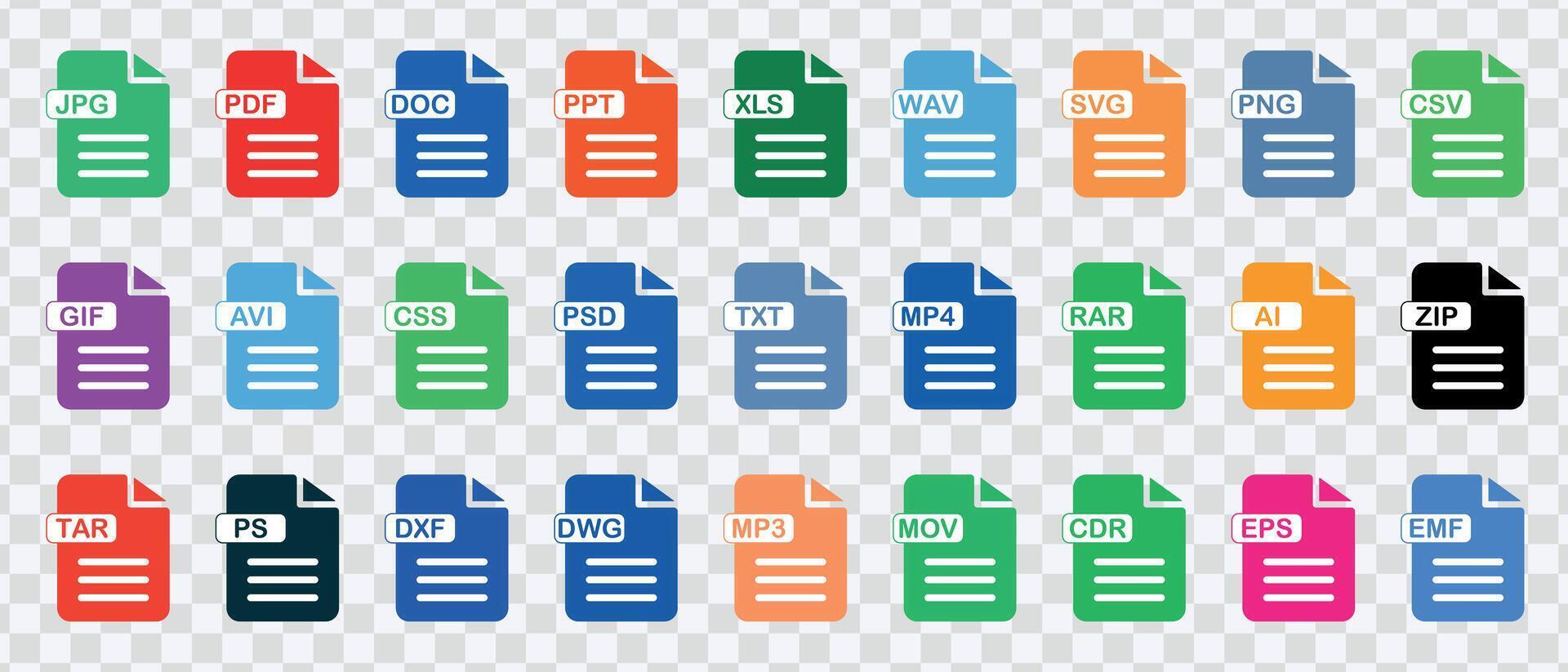 Versatile document icons for various file formats 43202118 Vector Art ...