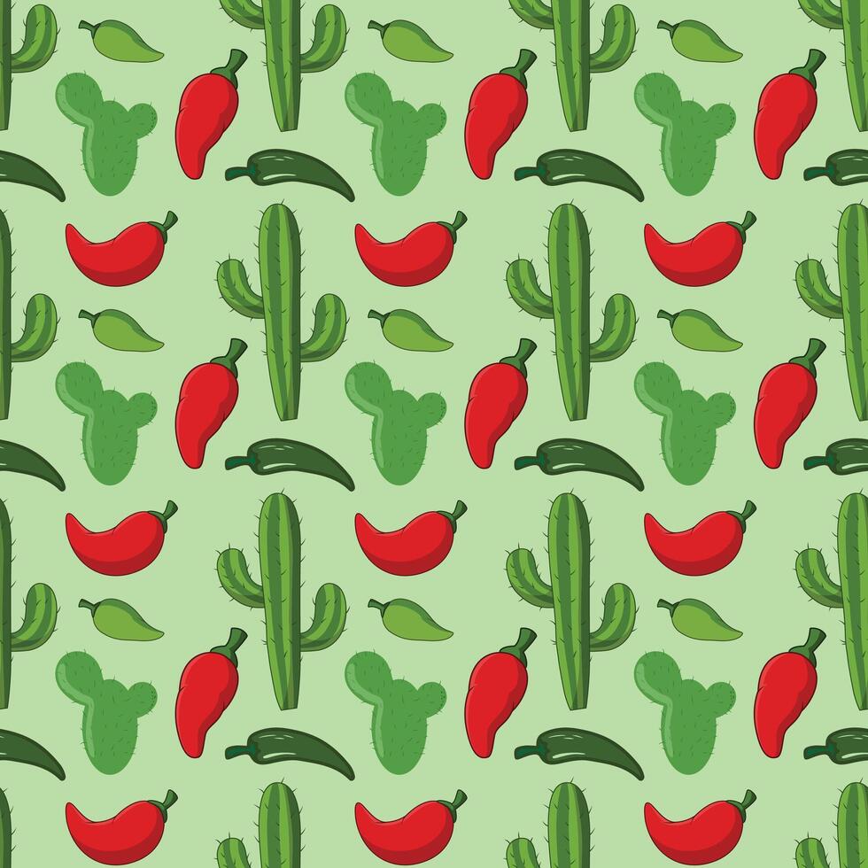 Cacti And Peppers Seamless Pattern Design 43206281 Vector Art at Vecteezy