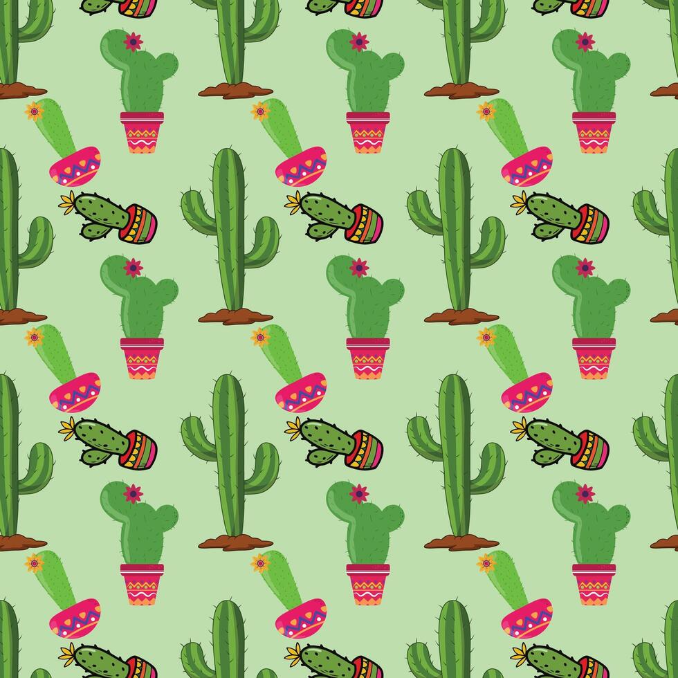 Mexican Cacti Seamless Pattern Design 43206289 Vector Art at Vecteezy