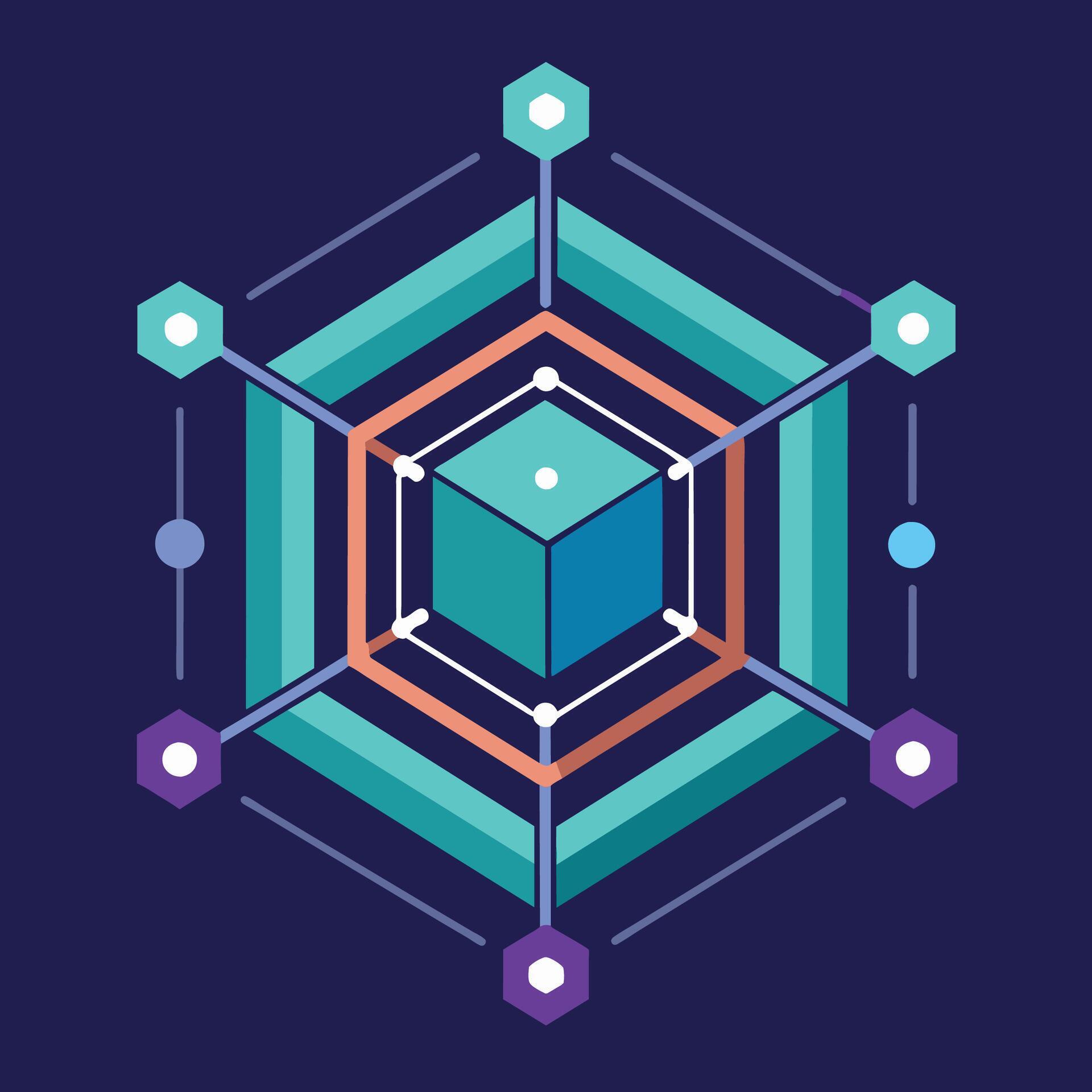 Abstract Representation Of Blockchain Technology In Stylized Geometric