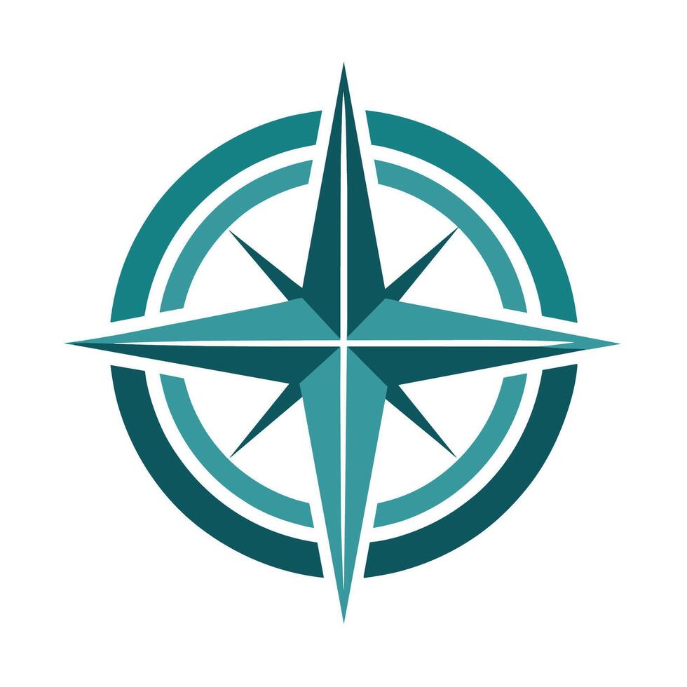 Blue And Green Compass Placed On A Plain White Surface An Emblem Featuring A Simplified Version