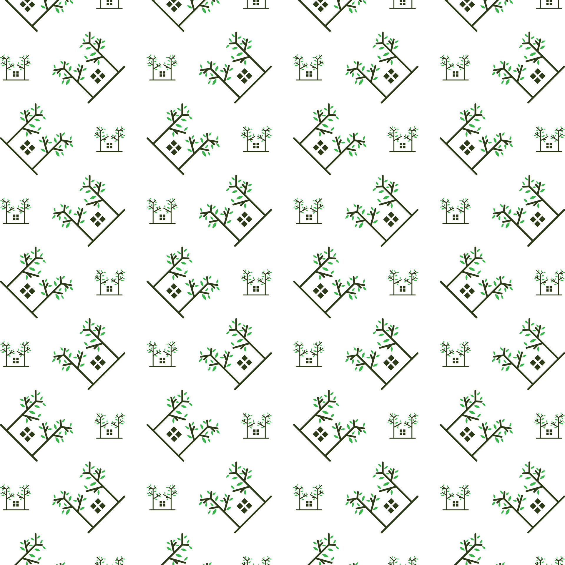 Tree House Weird Trendy Multicolor Repeating Pattern Illustration Background Design 43216561