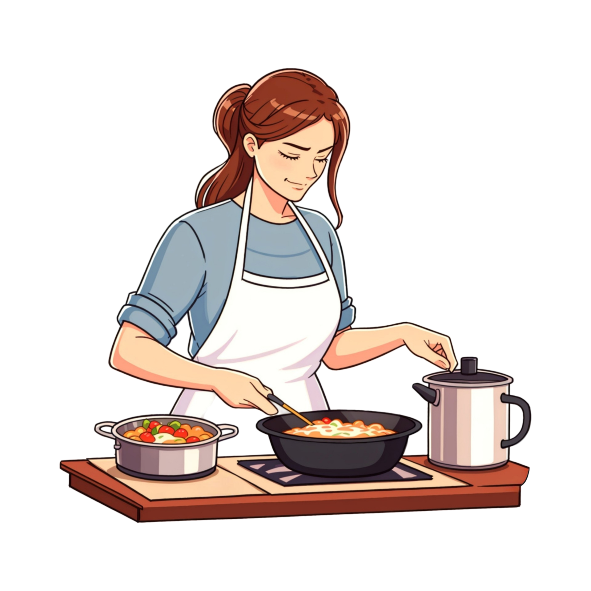 Woman Cooking Food In The Kitchen 43224462 Png