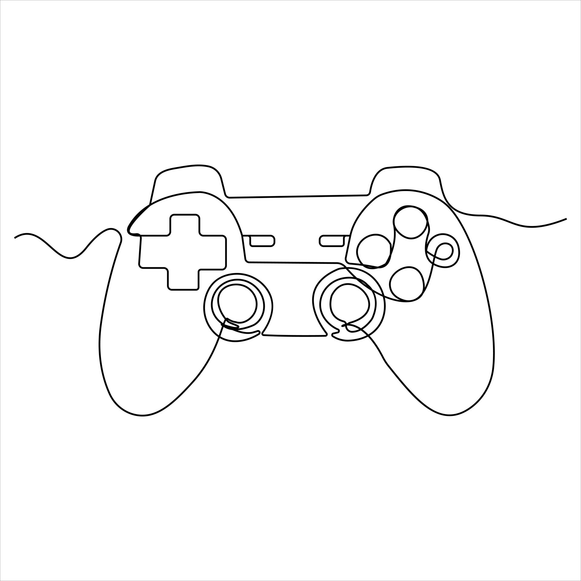 Single Line Continuous Drawing Of Game Controller Joysticks Or Gamepads Line Art Illustration