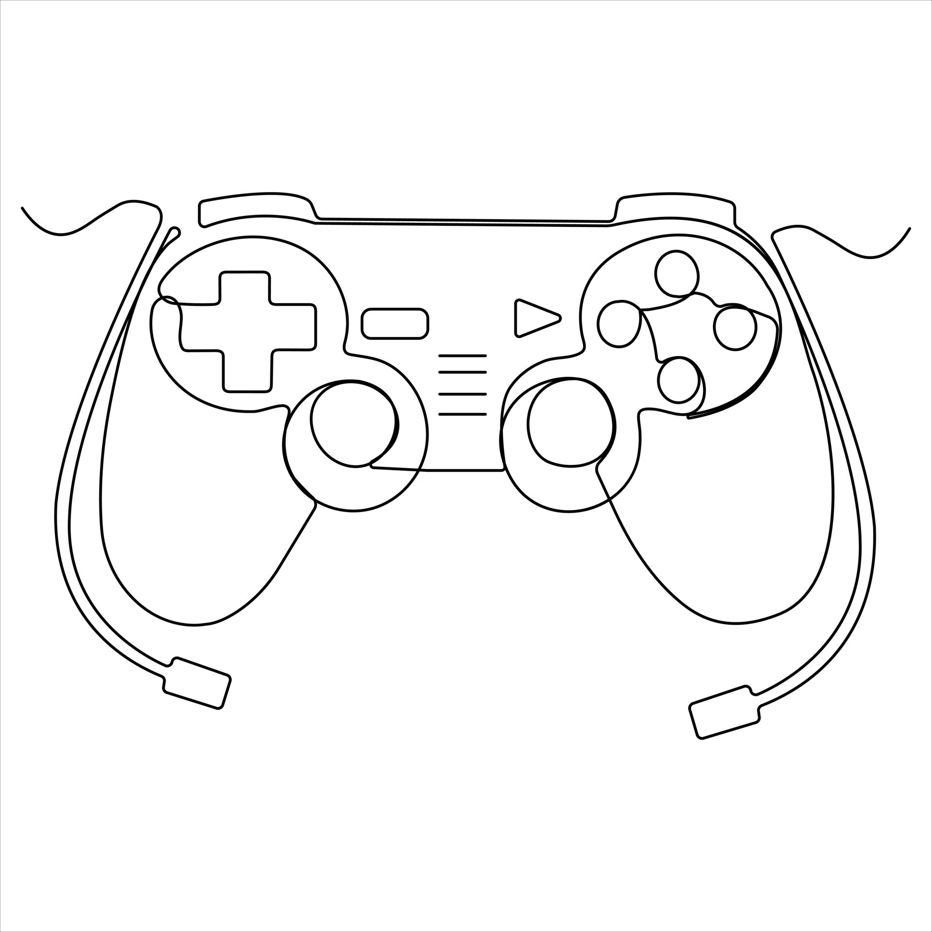 Single line continuous drawing of game controller joysticks or gamepads ...