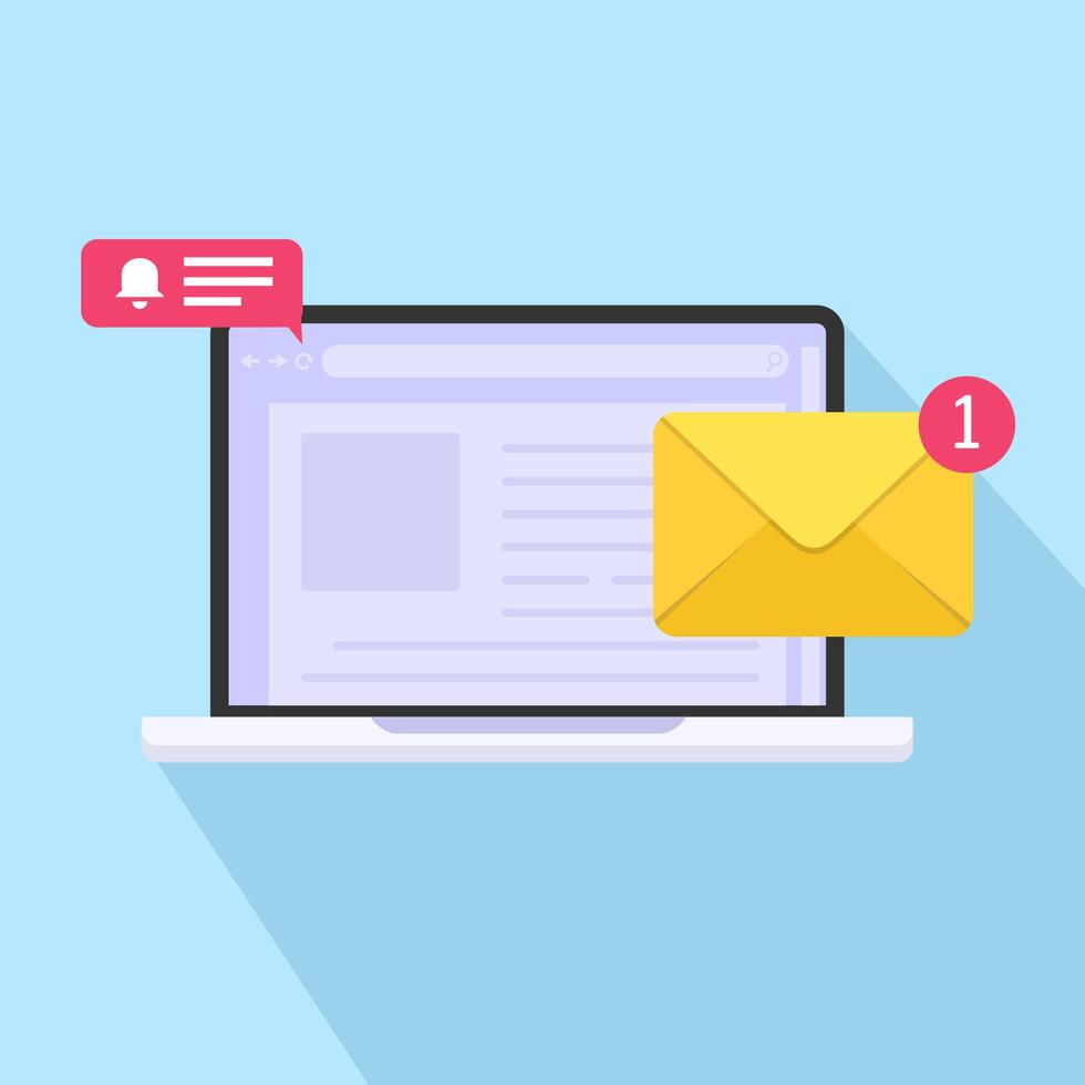 Email notification concept. New Email on laptop screen. 43225007 Vector ... Email notification concept. New Email on laptop screen. 43225007 Vector ...