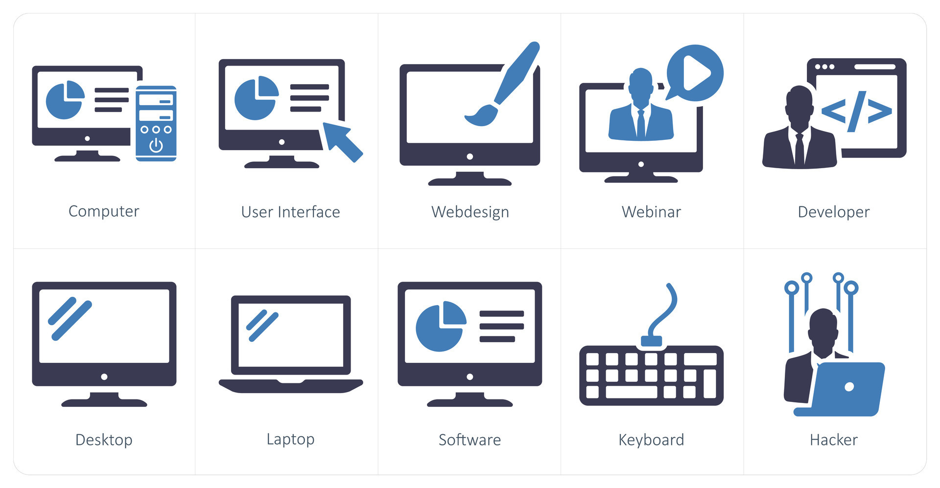A set of 10 internet computer icons as computer, user interface, web ...