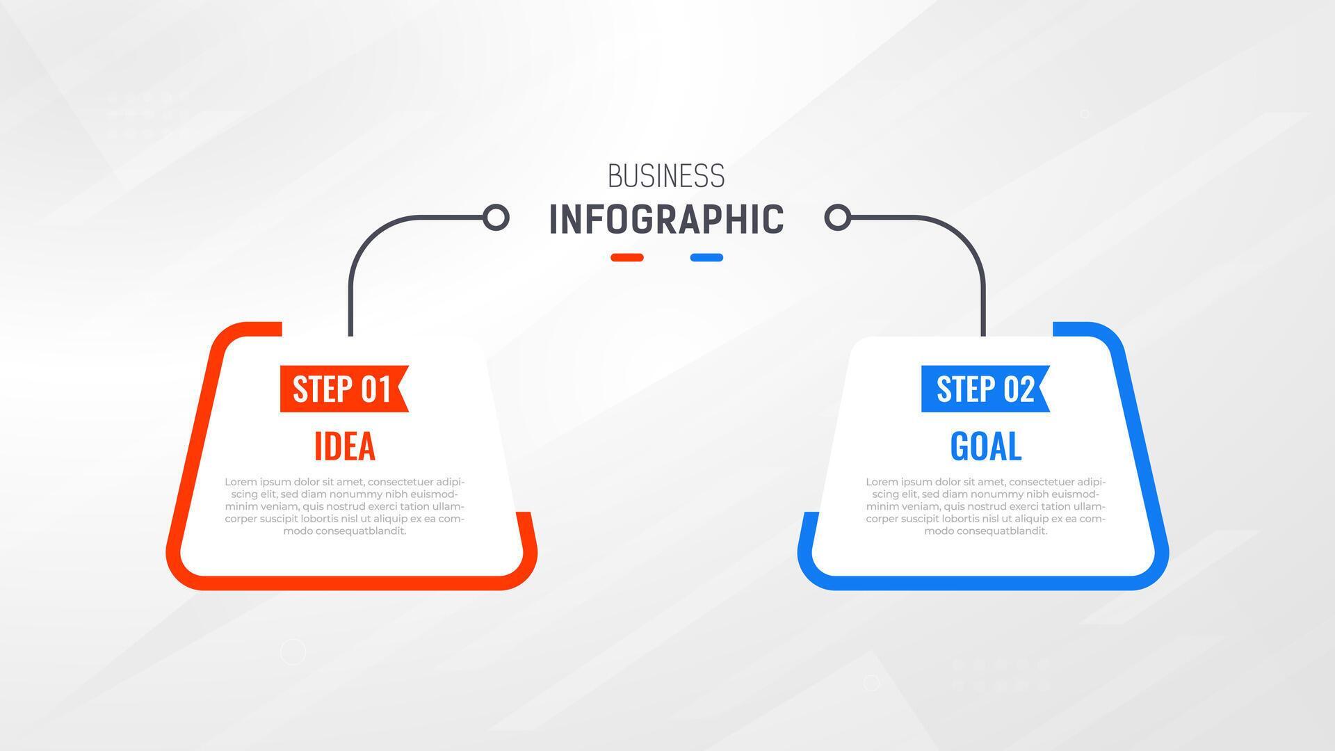 Two Step Infographic label design template with line icons. process ...