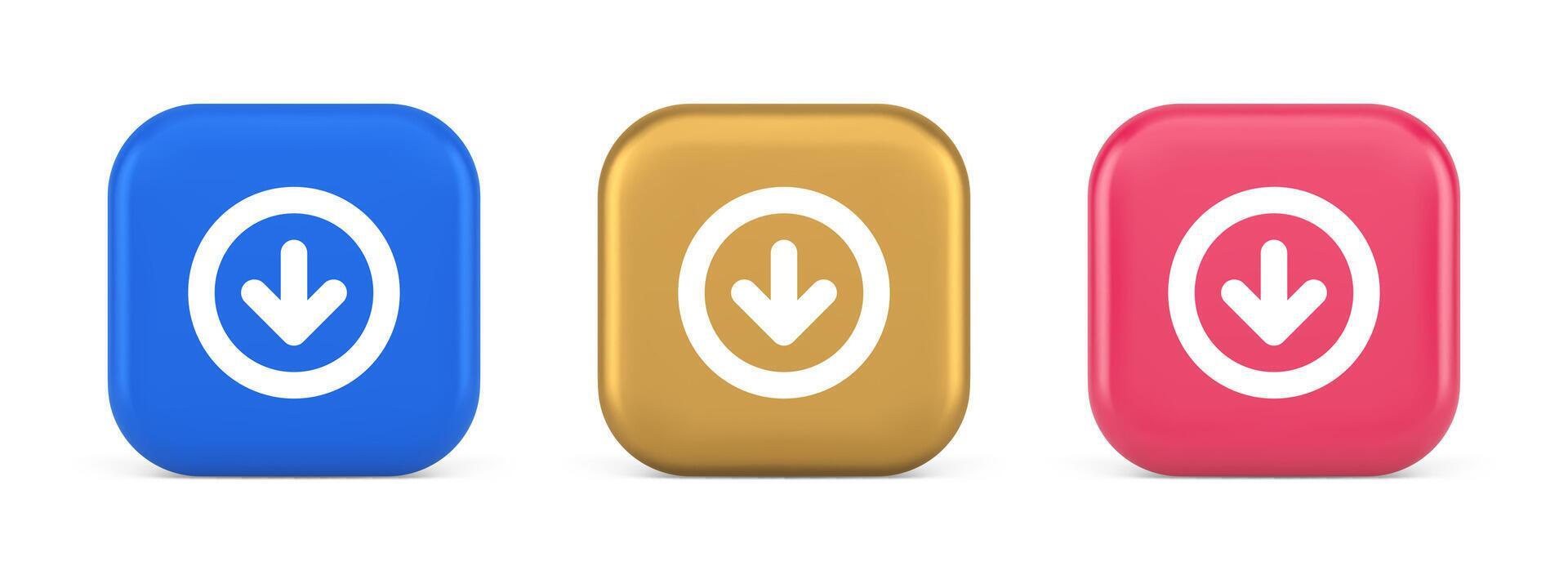 Down arrow circle frame button web interface pointer navigation app 3d realistic icon 43243575 ...