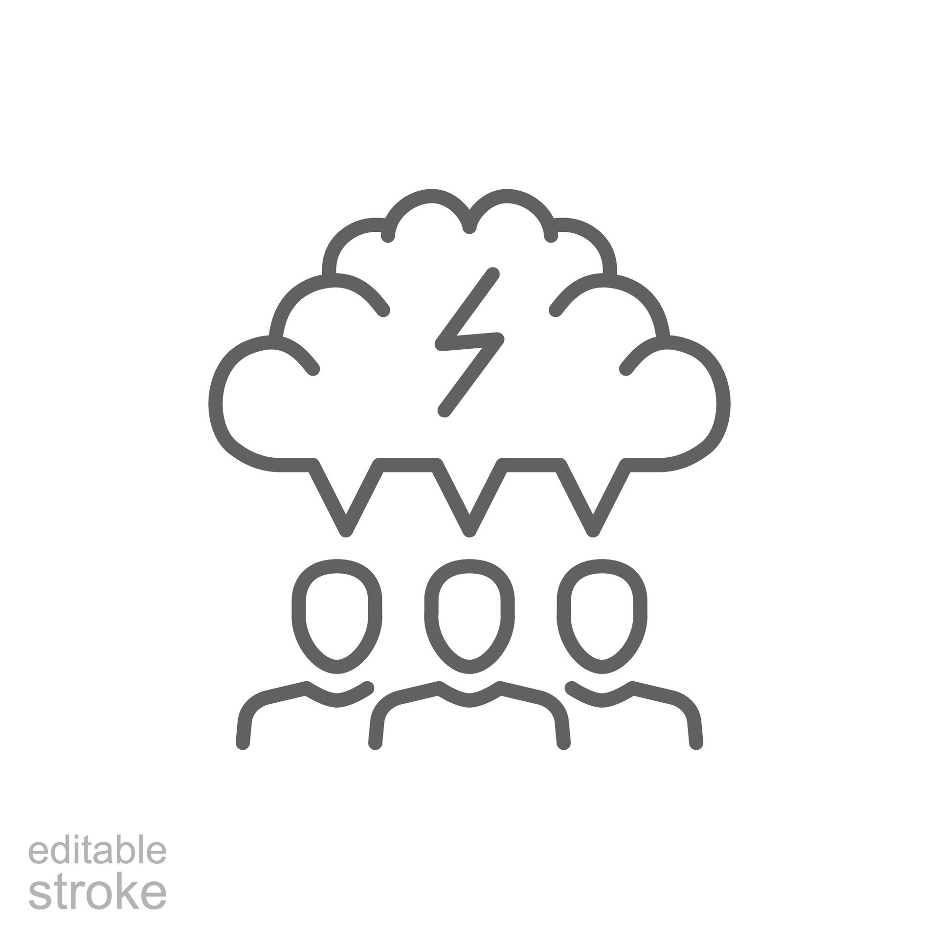Group Brainstorming Icon Simple Outline Style Brainstorm Brain Storm Bolt Lightning Mind
