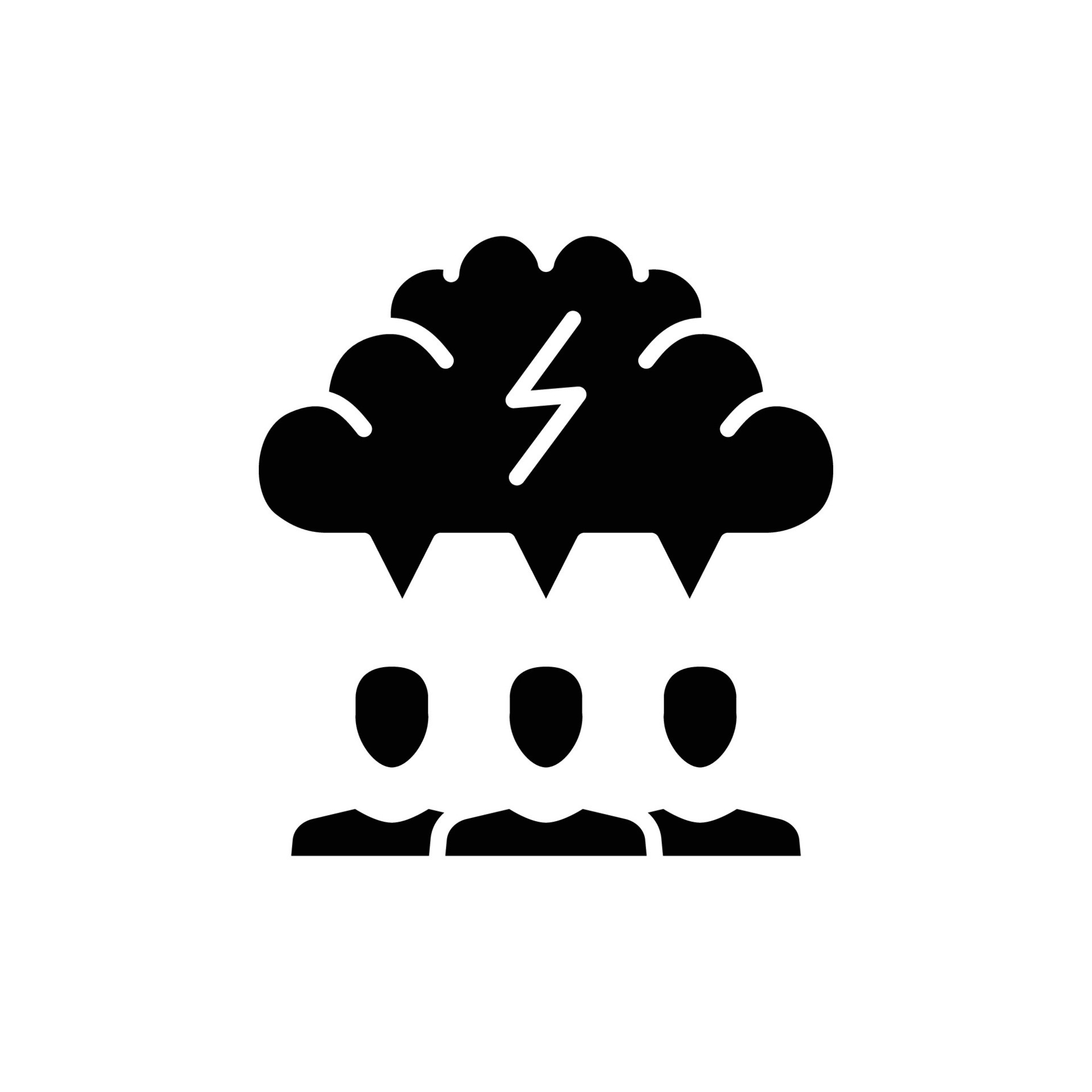 Group Brainstorming Icon Simple Solid Style Brainstorm Brain Storm Bolt Lightning Mind