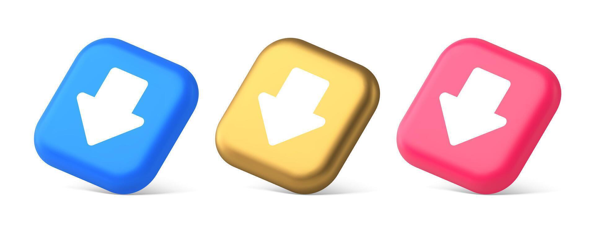 Arrow Down Button Keyboard Navigation Pointer Cyberspace Downloading Web App 3d Isometric Icon