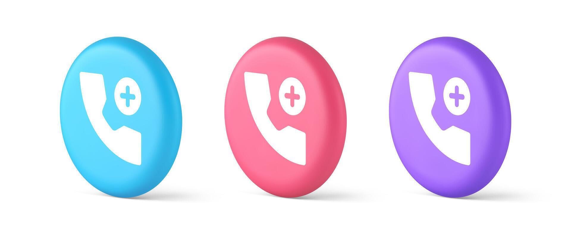 Phone Call Add Contact Communication Button Voice Conversation Web Interface App 3d Isometric