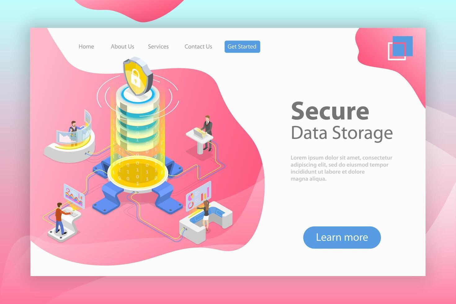 Flat Isometric Landing Page Template Of Secure Online Storage 43247068 Vector Art At Vecteezy