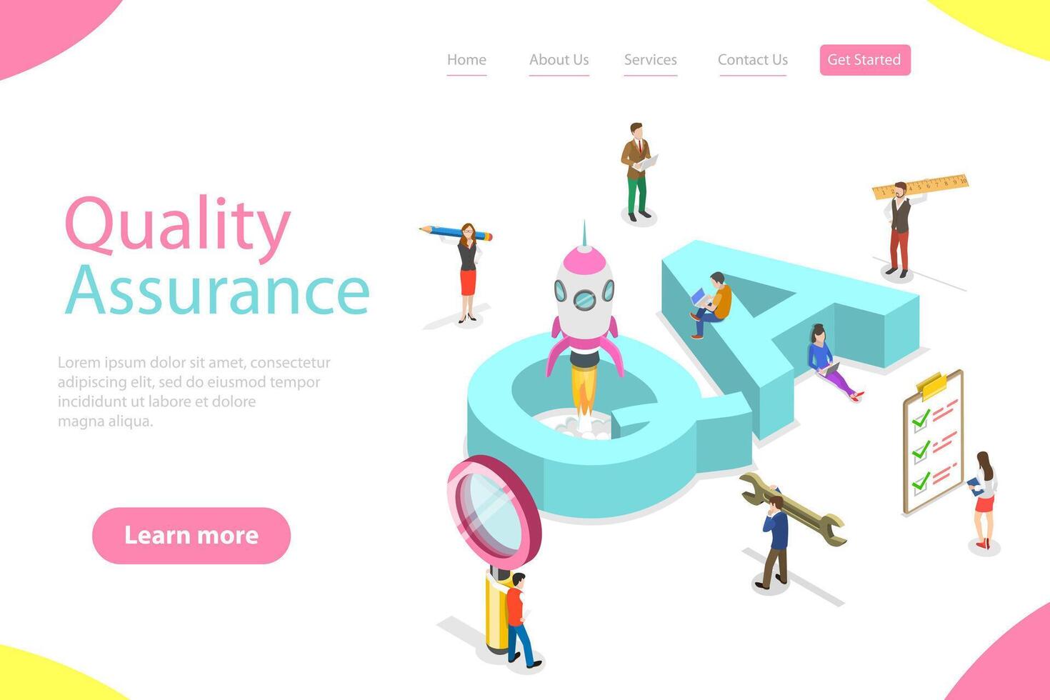 Isometric flat landing page template of QA, quality assurance. 43247193 Vector Art at Vecteezy