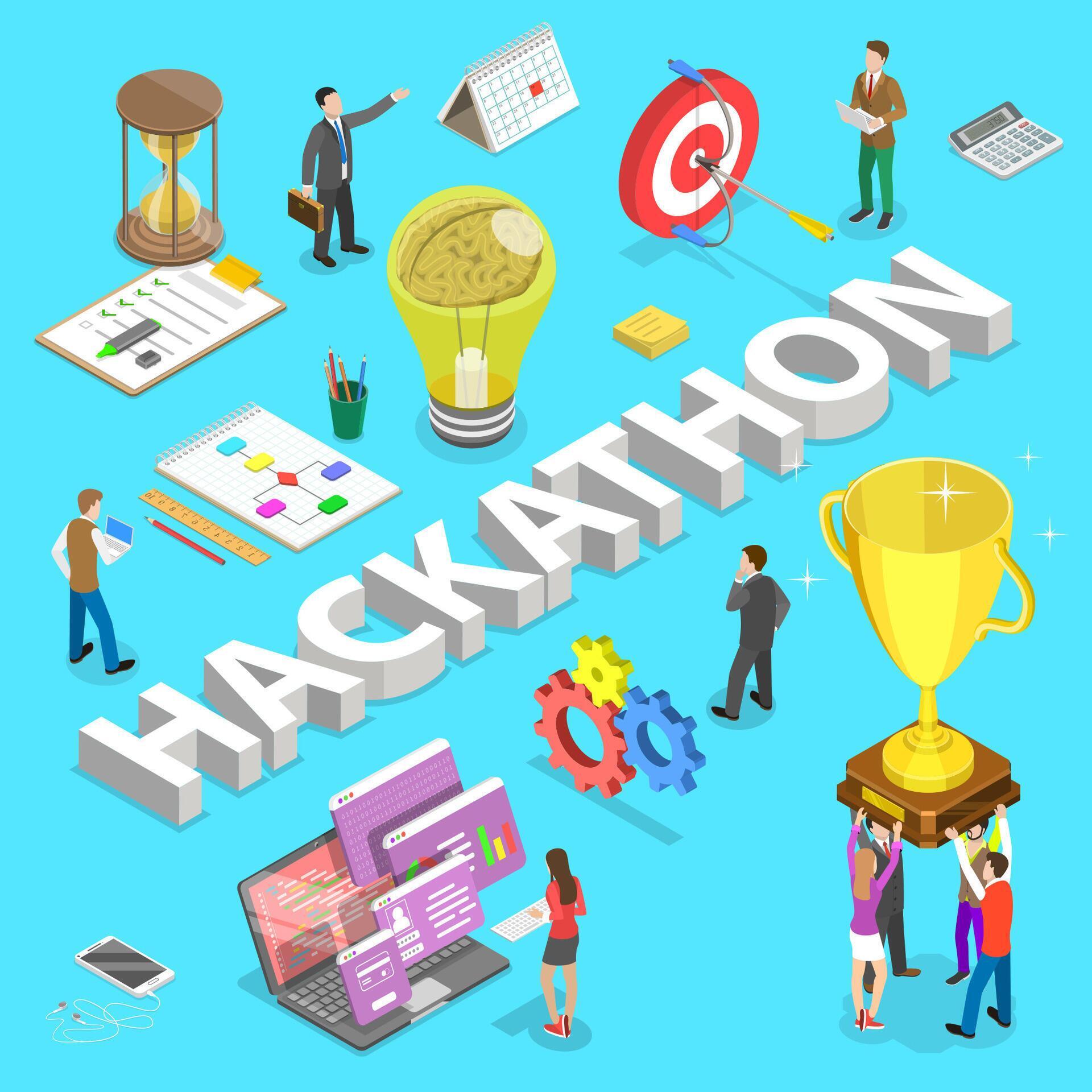 Isometric flat concept of hackathon, hack marathon coding event. 43247236 Vector Art at Vecteezy