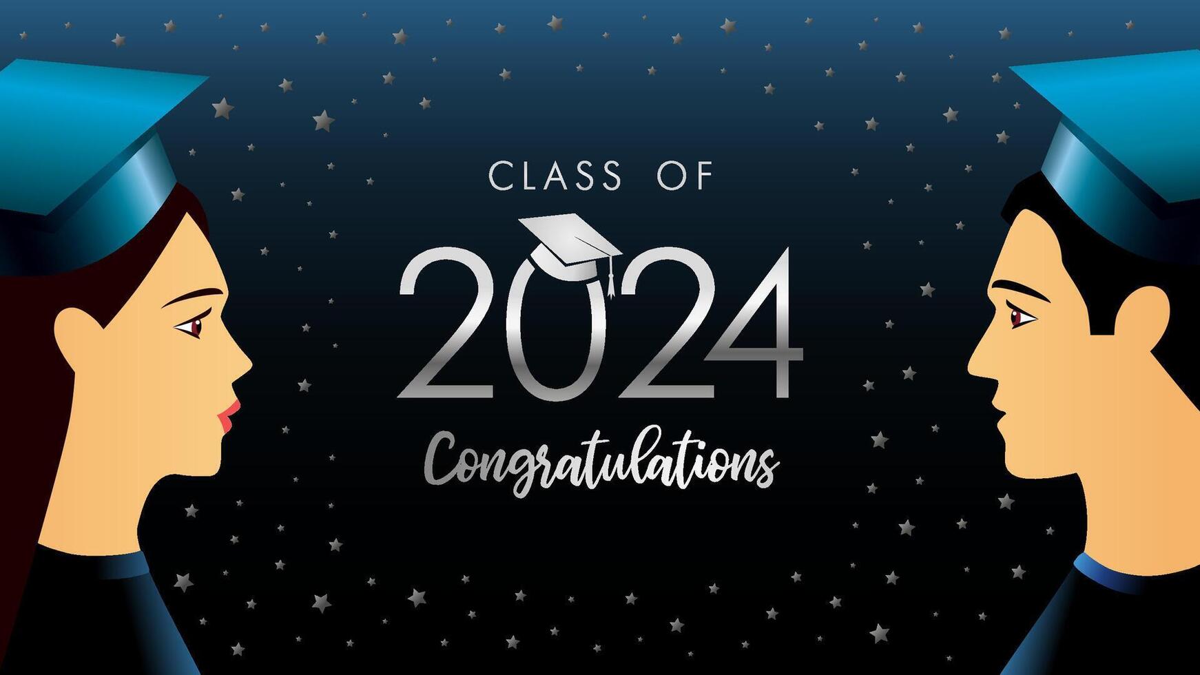 Class of 2024 congratulations, students with square academic cap ...