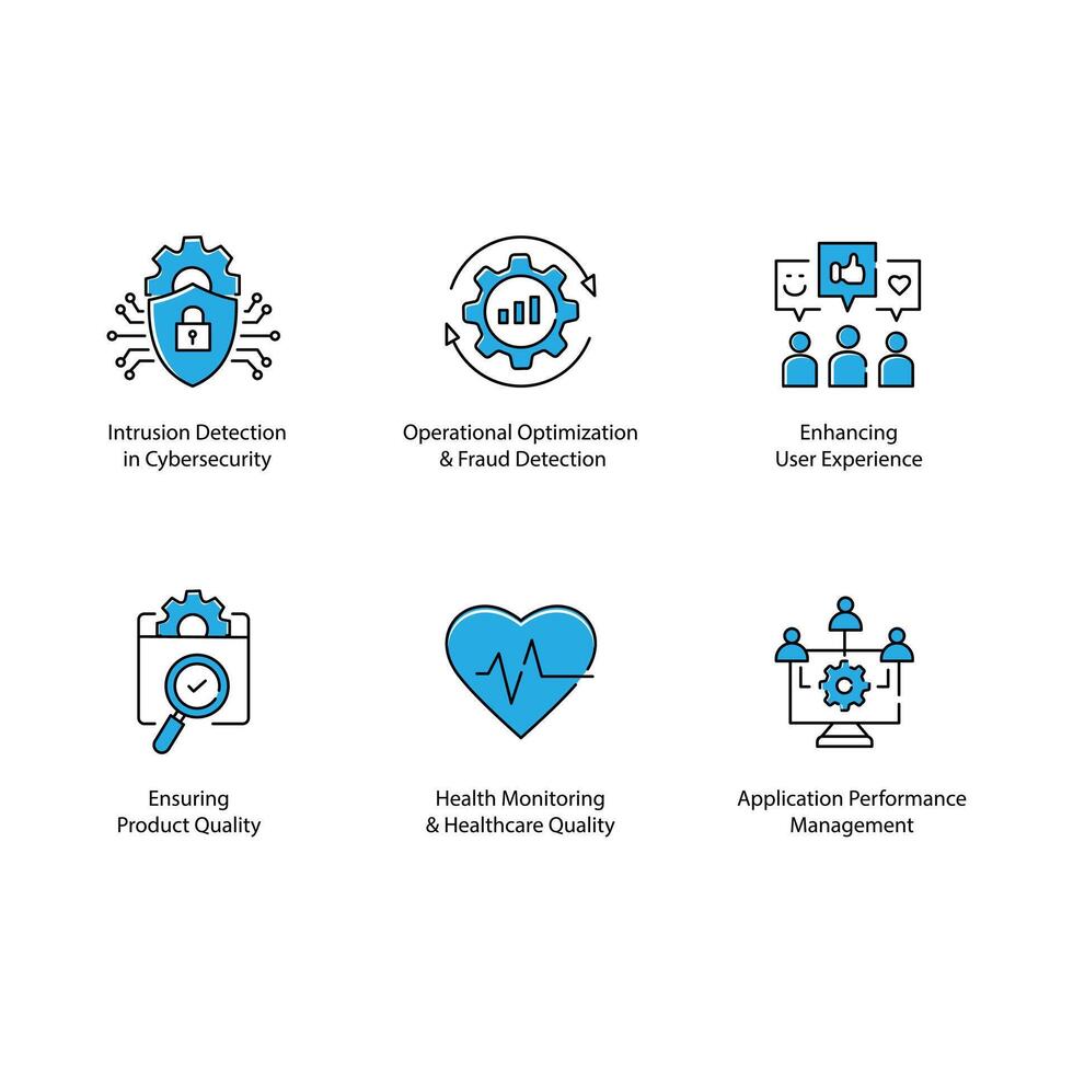Anomaly Detection AI Icon Design Set Enhancing Security Measure ...