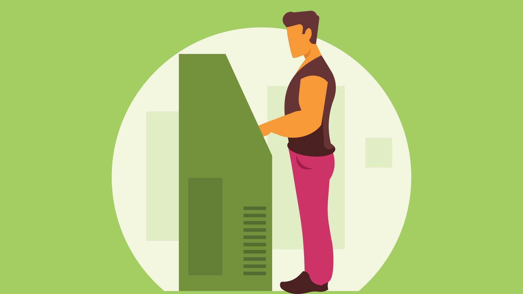 Person Interact With Atm Bank Machine Illustration 43273612 Vector Art At Vecteezy
