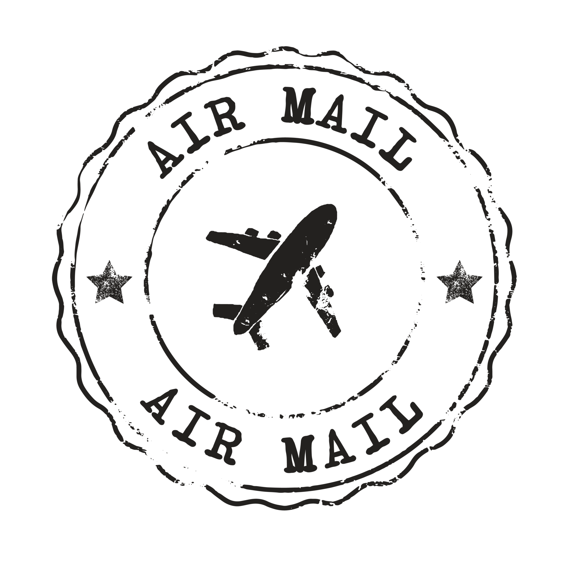 Vintage Post Office Stamp Seal. Air Mail Envelope Grunge Stamp with Airplane. Isolated on ...