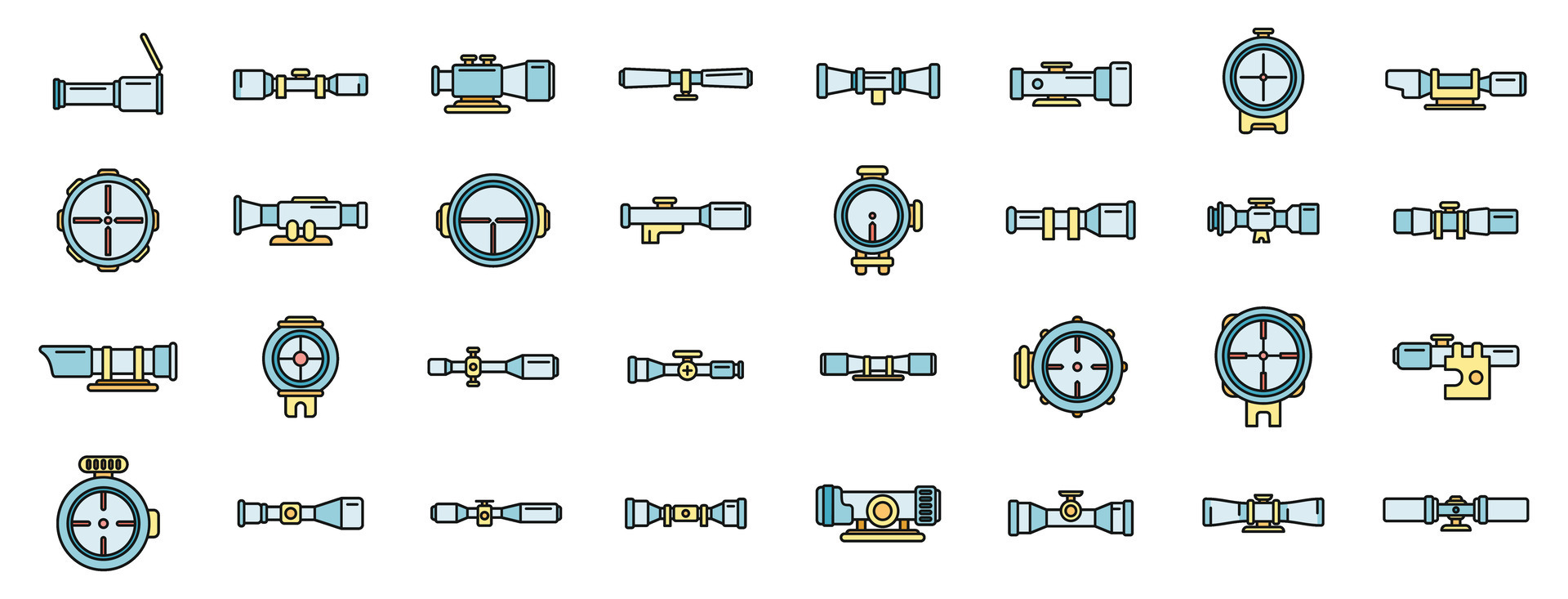 Telescopic sight icons set color line 43296381 Vector Art at Vecteezy Telescopic sight icons set color line 43296381 Vector Art at Vecteezy