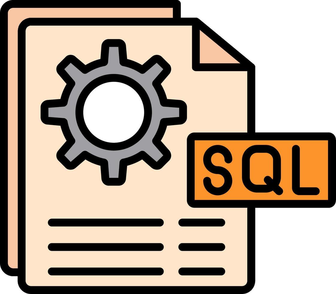 Sql File Line Filled Icon 43300299 Vector Art At Vecteezy
