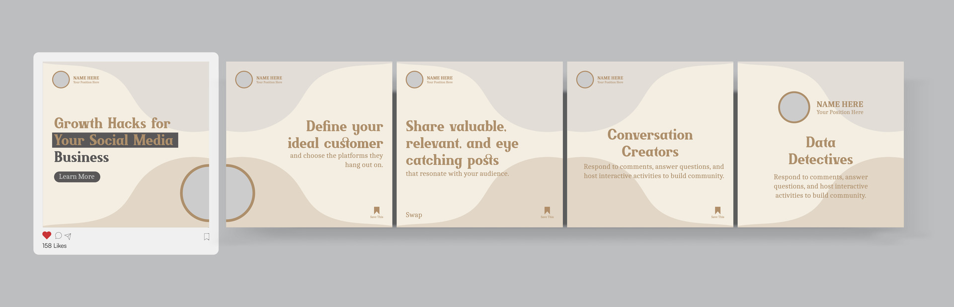 Set Of Carousel Post Template Editable Carousel Post Social Media Template Minimalist Design