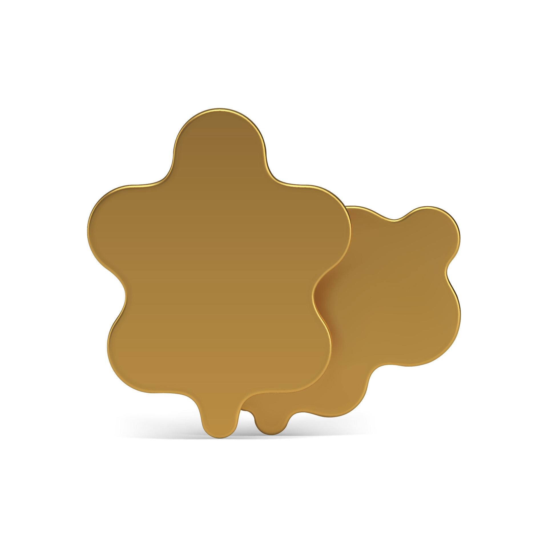 Curved Leaves Golden Metallic Foliage Abstract Botanical Decor Element 3d Icon Realistic
