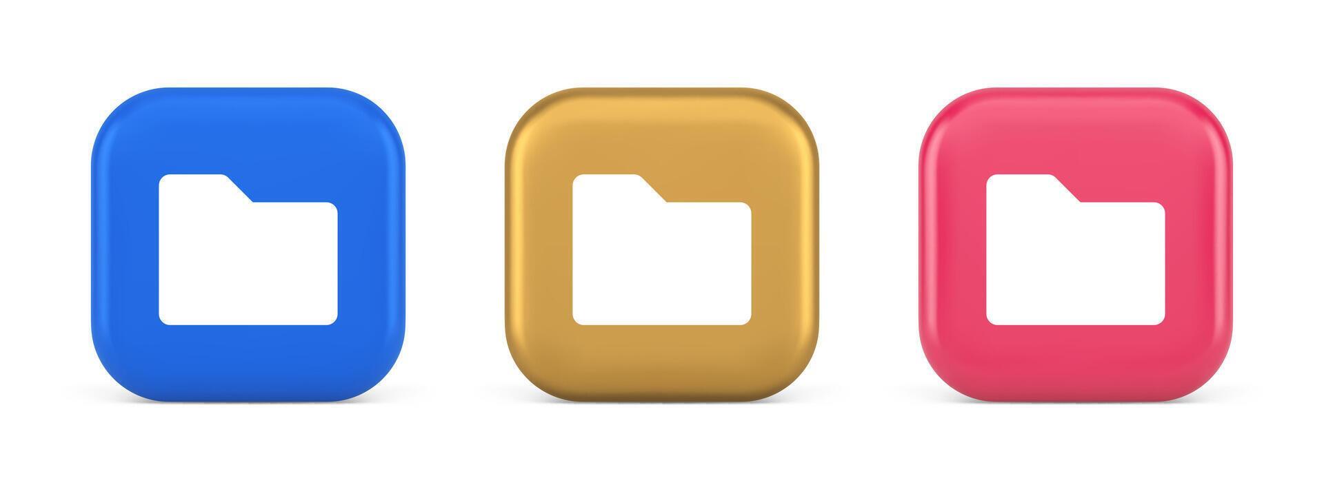 File folder archive directory button cyberspace digital document storage organizing 3d icon ...