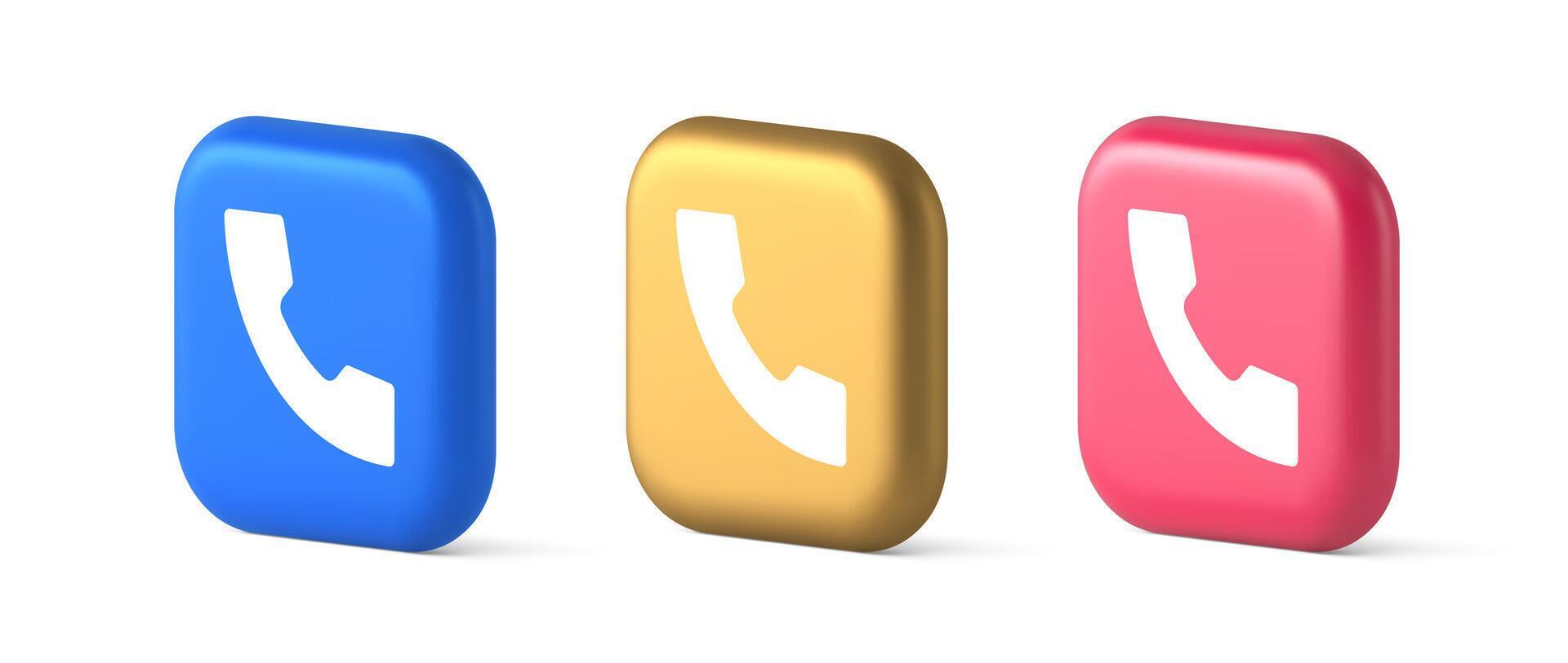 Helpline hotline call center phone handset squared button 3d realistic ... Helpline hotline call center phone handset squared button 3d realistic ...