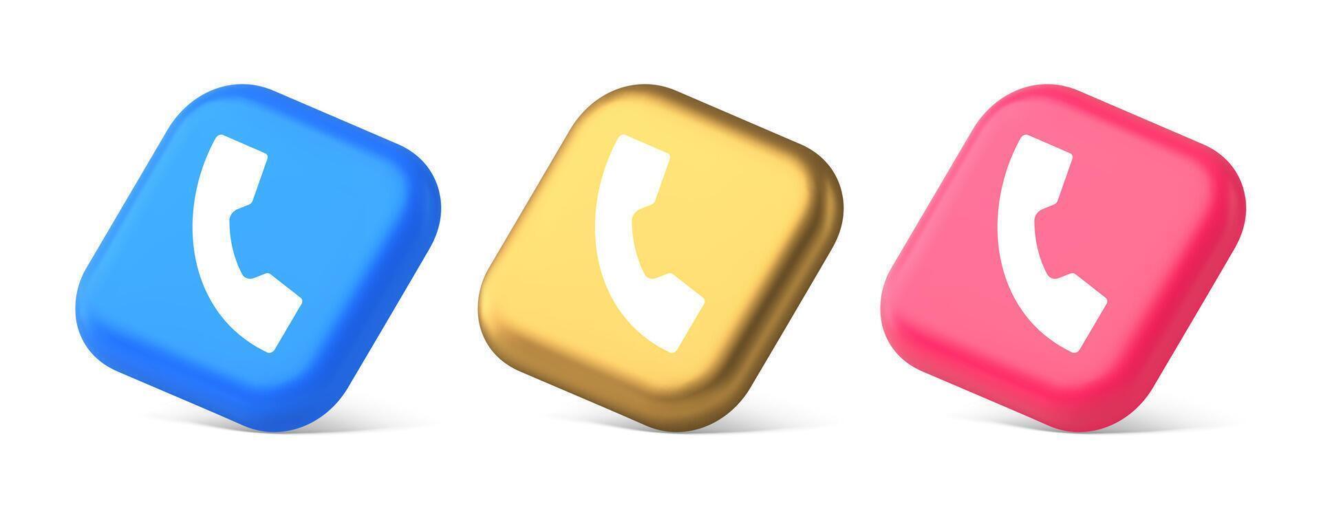 Helpline hotline call center phone handset squared button 3d realistic ... Helpline hotline call center phone handset squared button 3d realistic ...