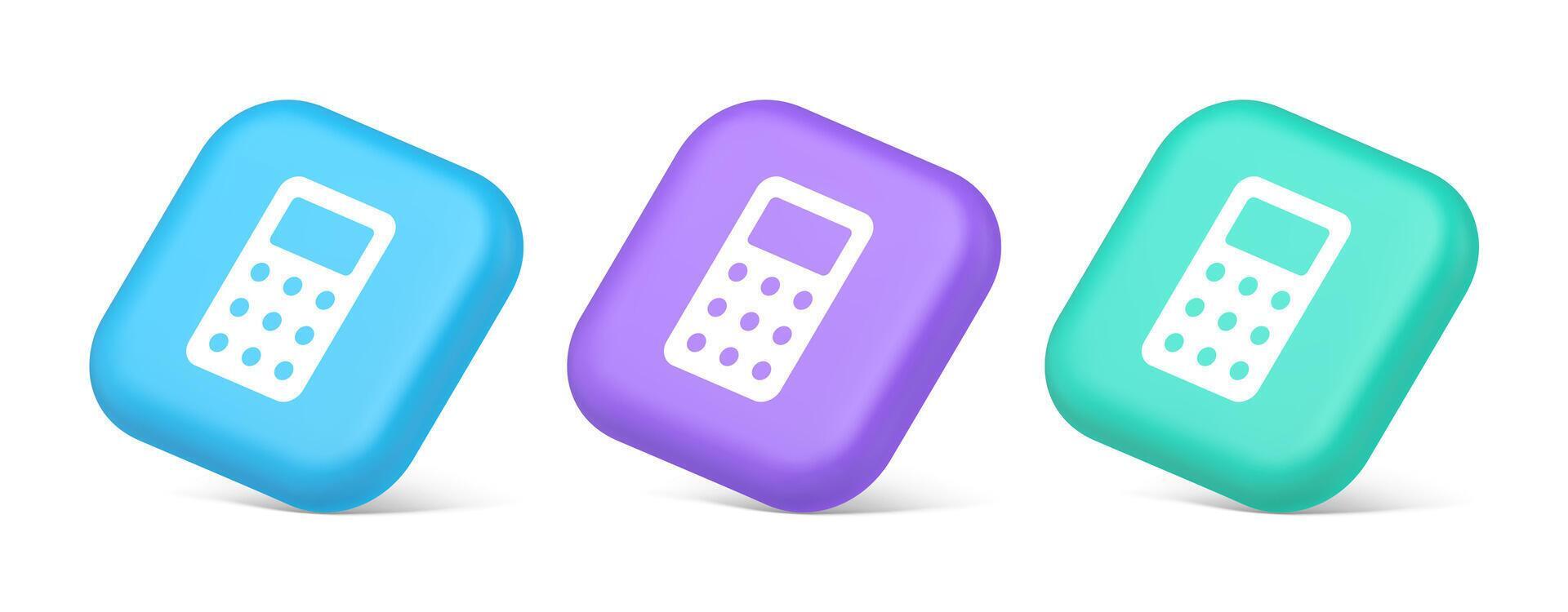 Calculator button mathematical number counting web application design 3d realistic isometric ...