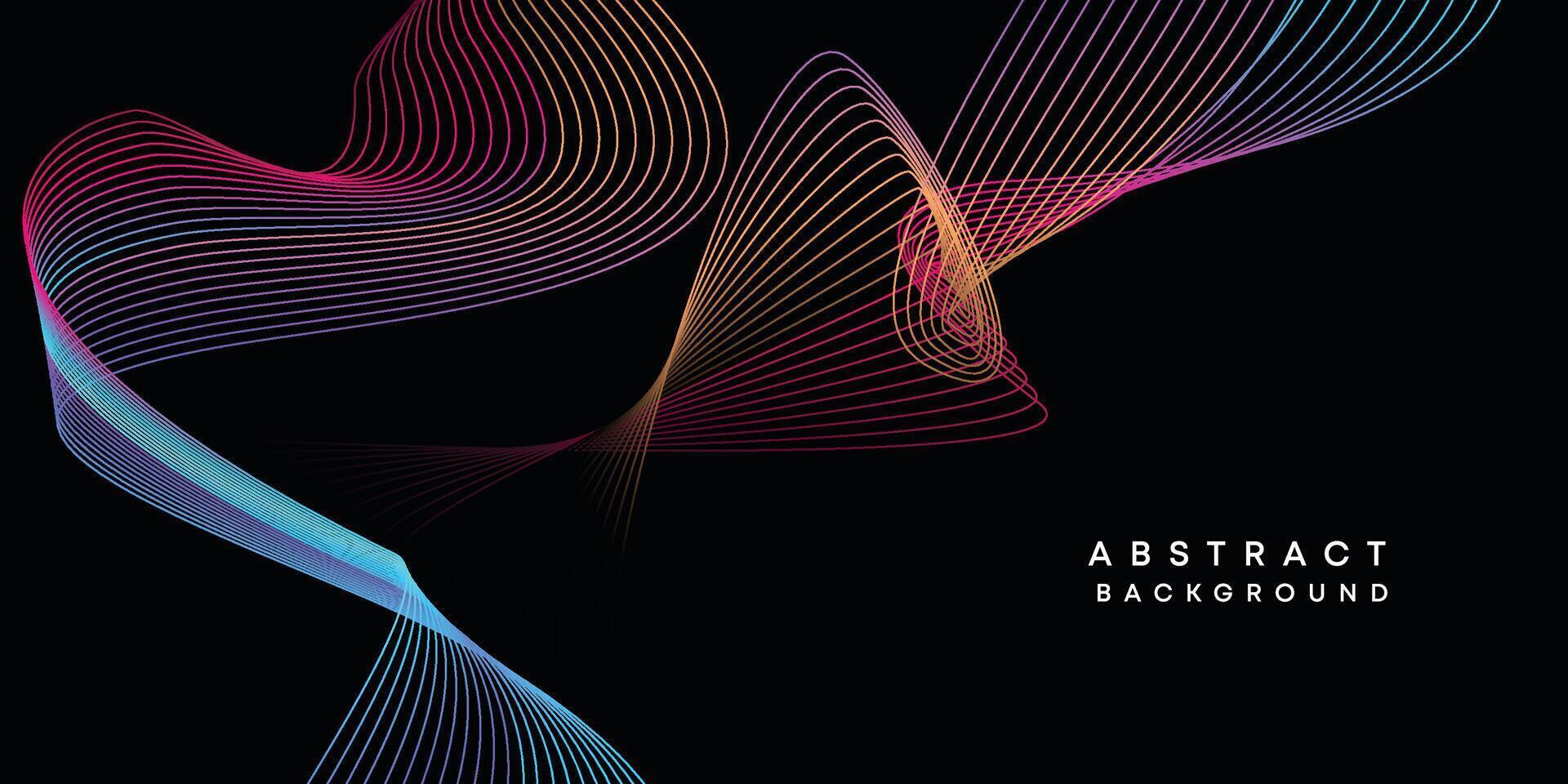 Abstract Data Visualization Geometric Dark Blue Orange Green Gradient Waving Lines Technology