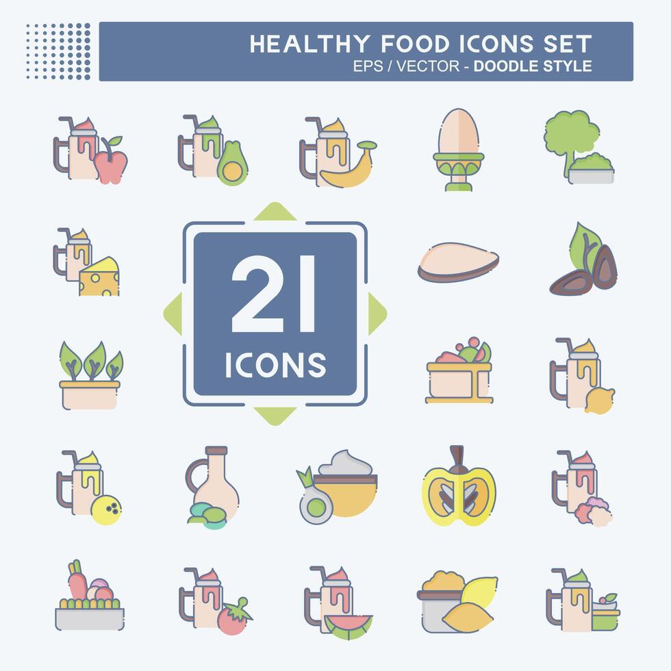 Icon Set Healthy Food. related to Fruit symbol. doodle style. simple ...