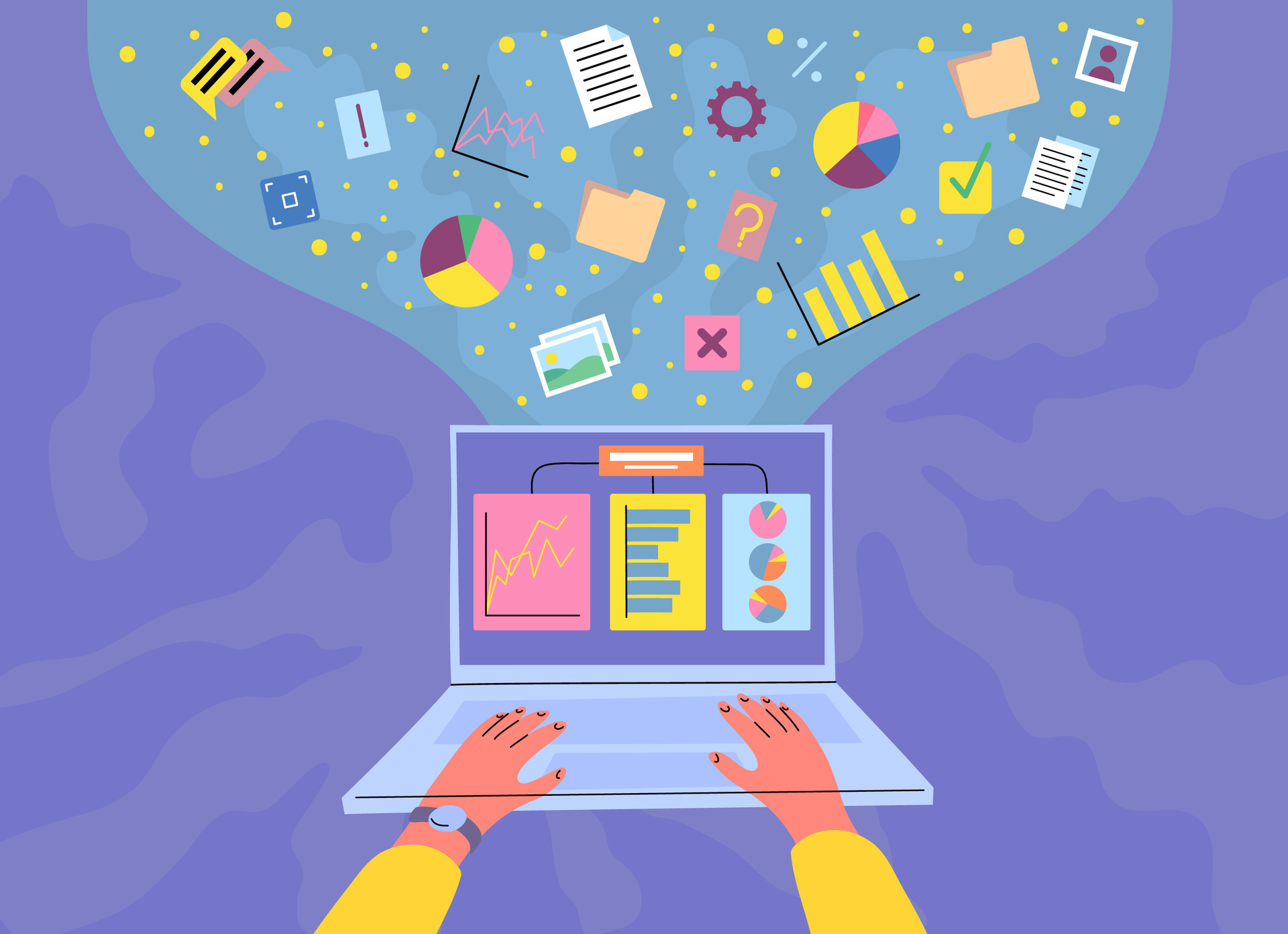 Cartoon Color Data Analytics Input Output Data 43339900 Vector Art At