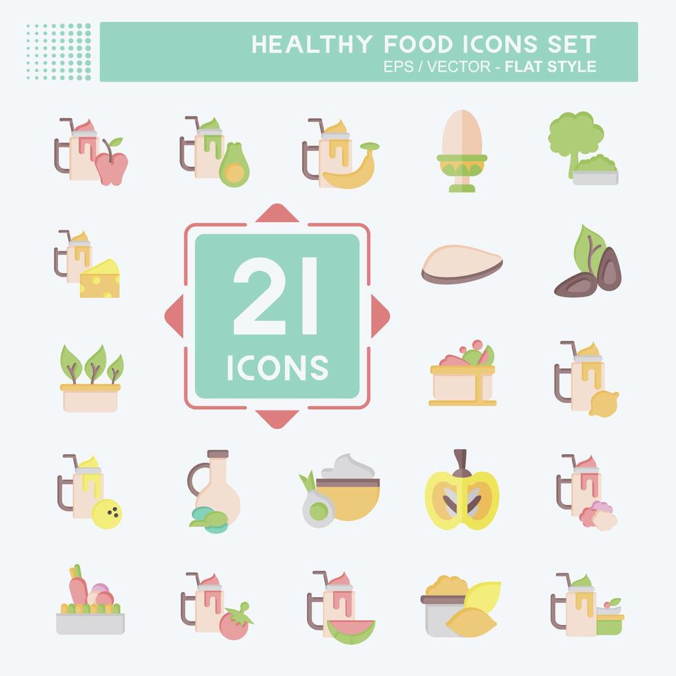 Icon Set Healthy Food. related to Fruit symbol. flat style. simple ...