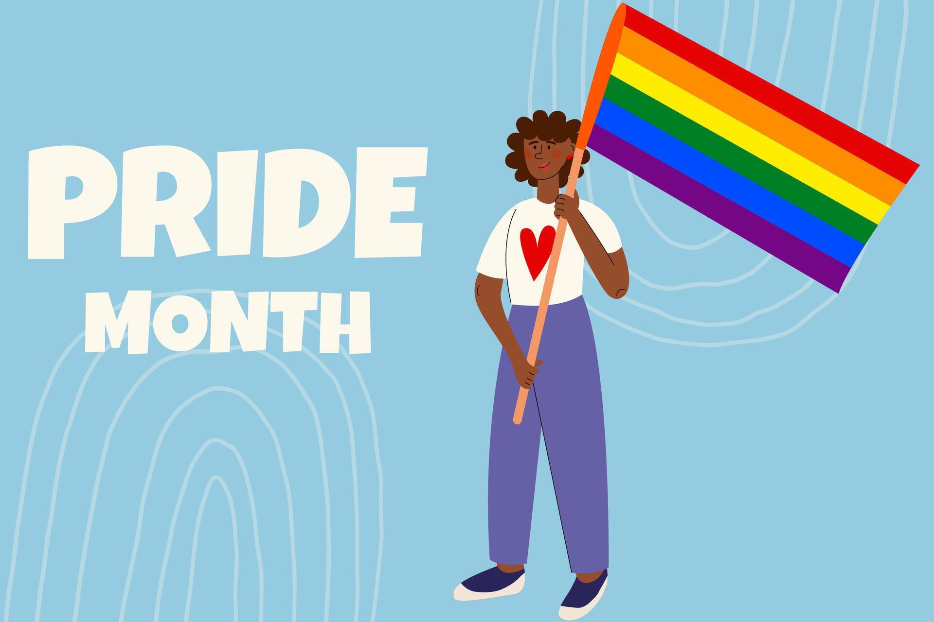 Black Woman Holding A Rainbow Flag Pride Month Banner Lgbt Community