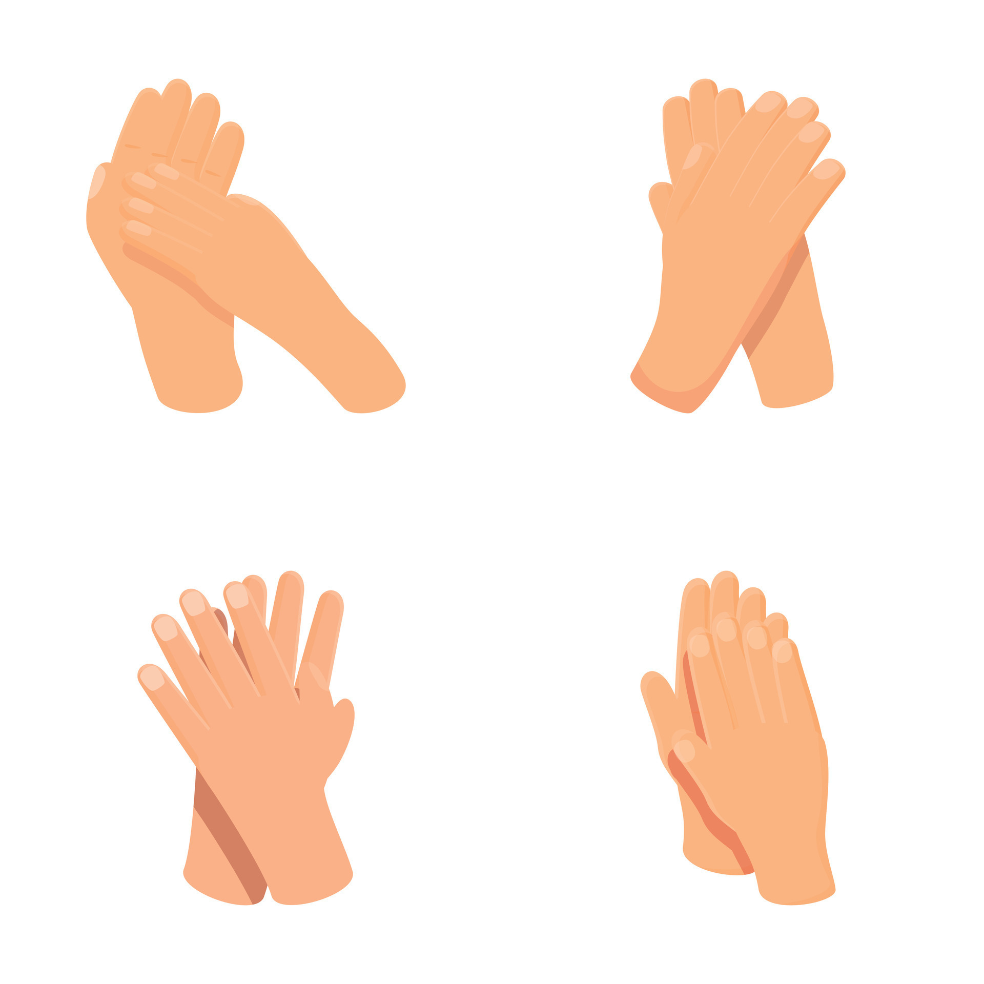 Hand clapping icons set cartoon . Set of different clapping hand 43345102 Vector Art at Vecteezy